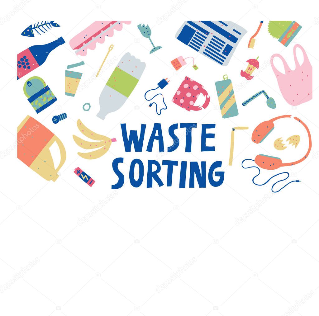 Concepto de clasificación y reciclaje de residuos. Recogida de basura ...