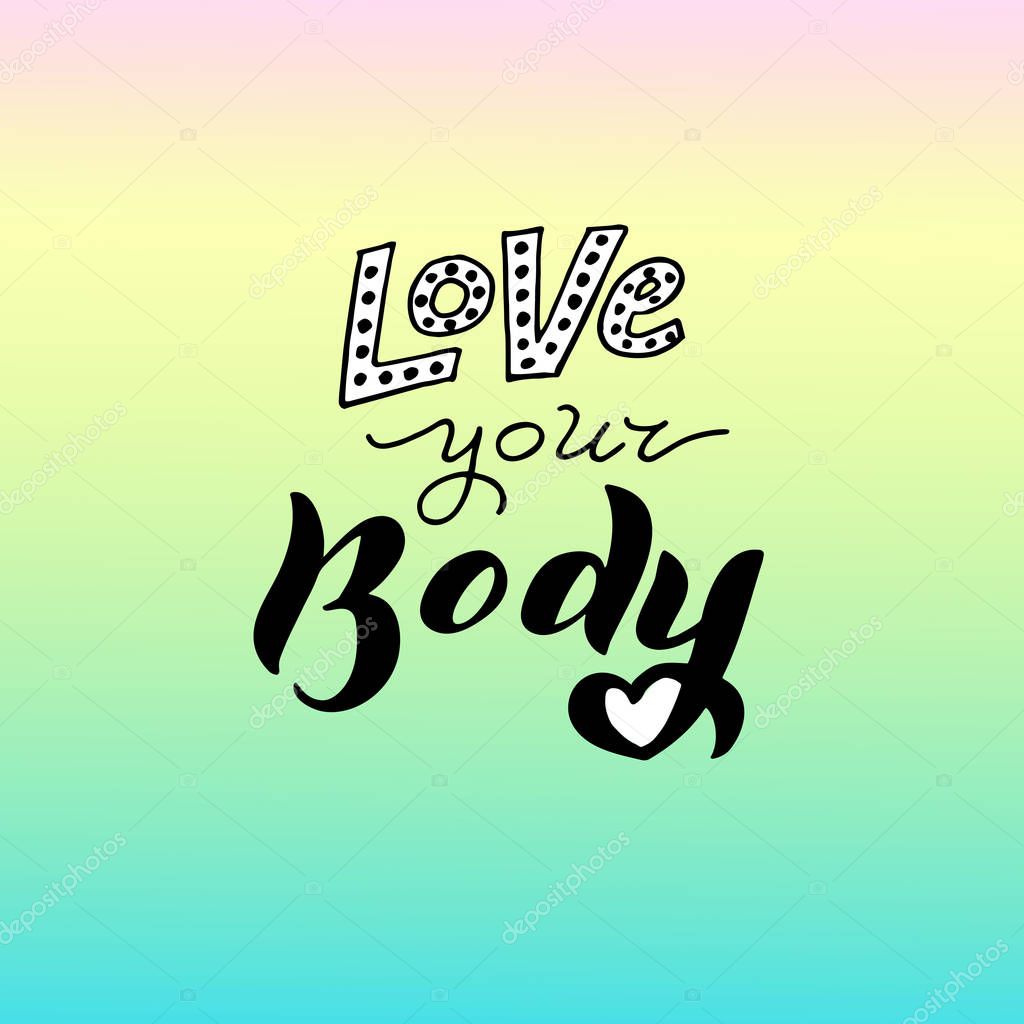 Me encanta tu mensaje corporal. Cartel de letras de moda. Concepto ...