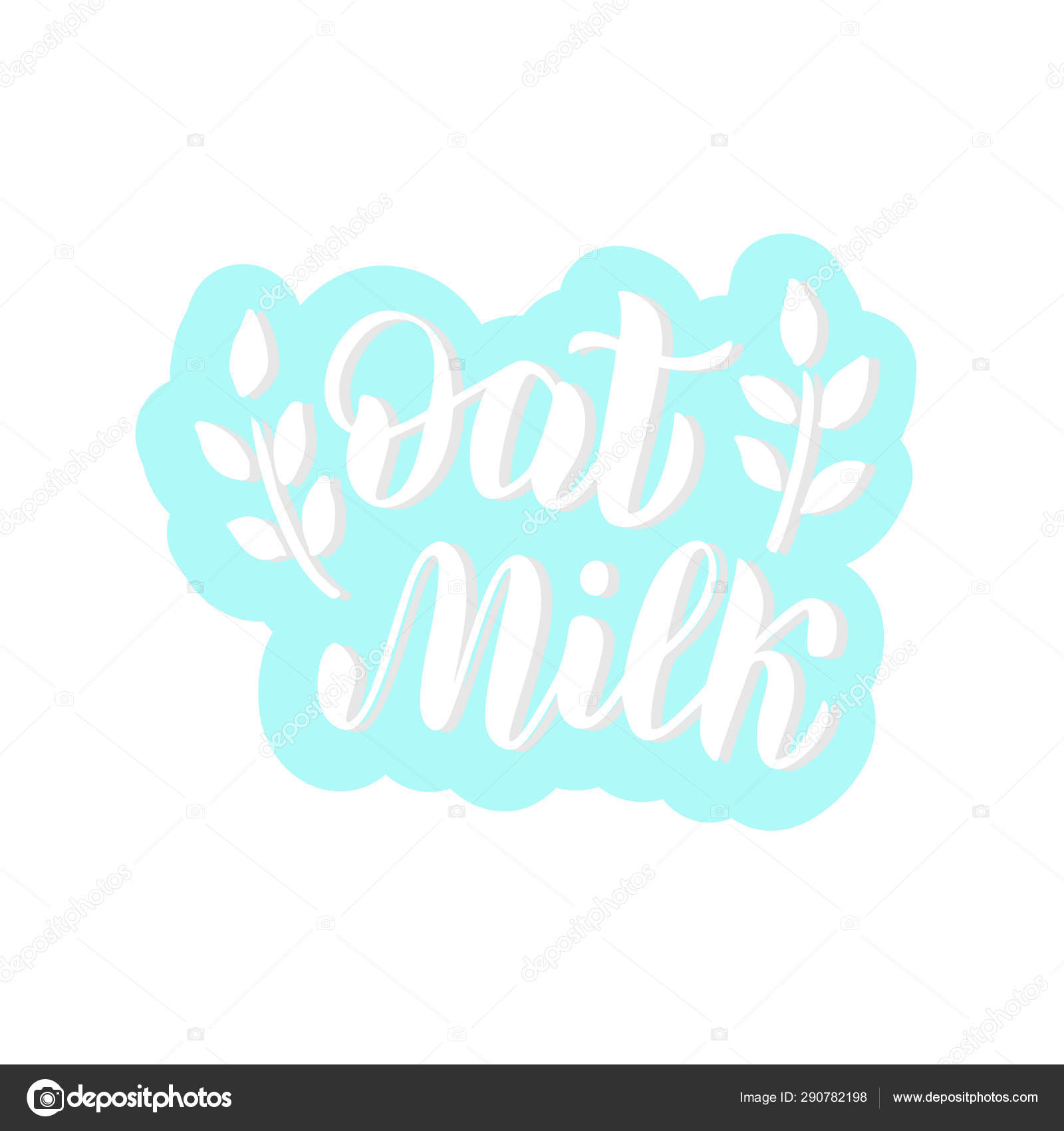Oat milk typography text sticker. Trendy lettering package design ...