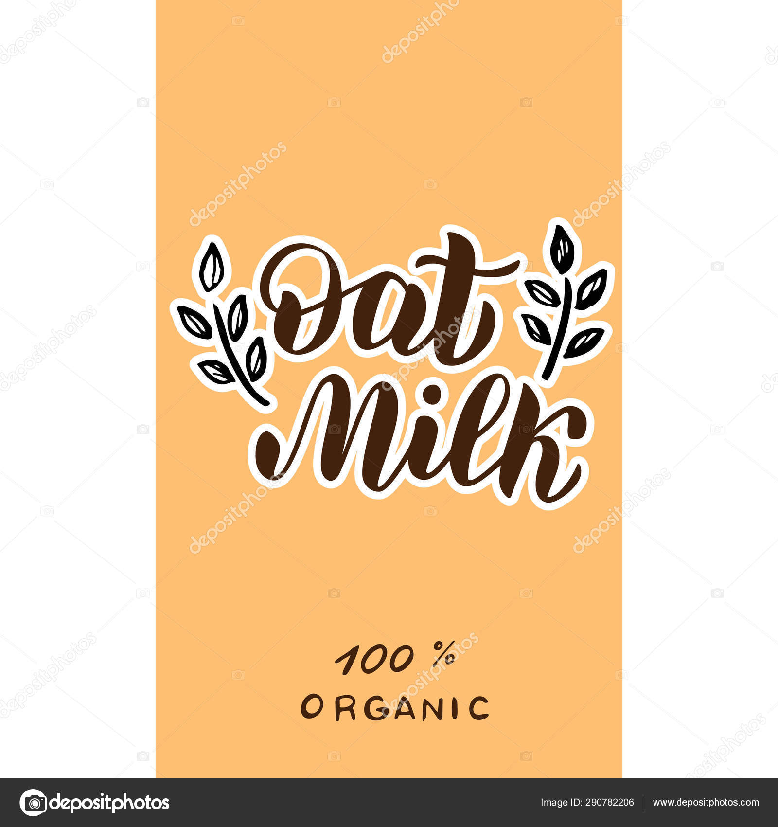 Oat milk logo packaging design. Trendy lettering handwritten text Stock ...