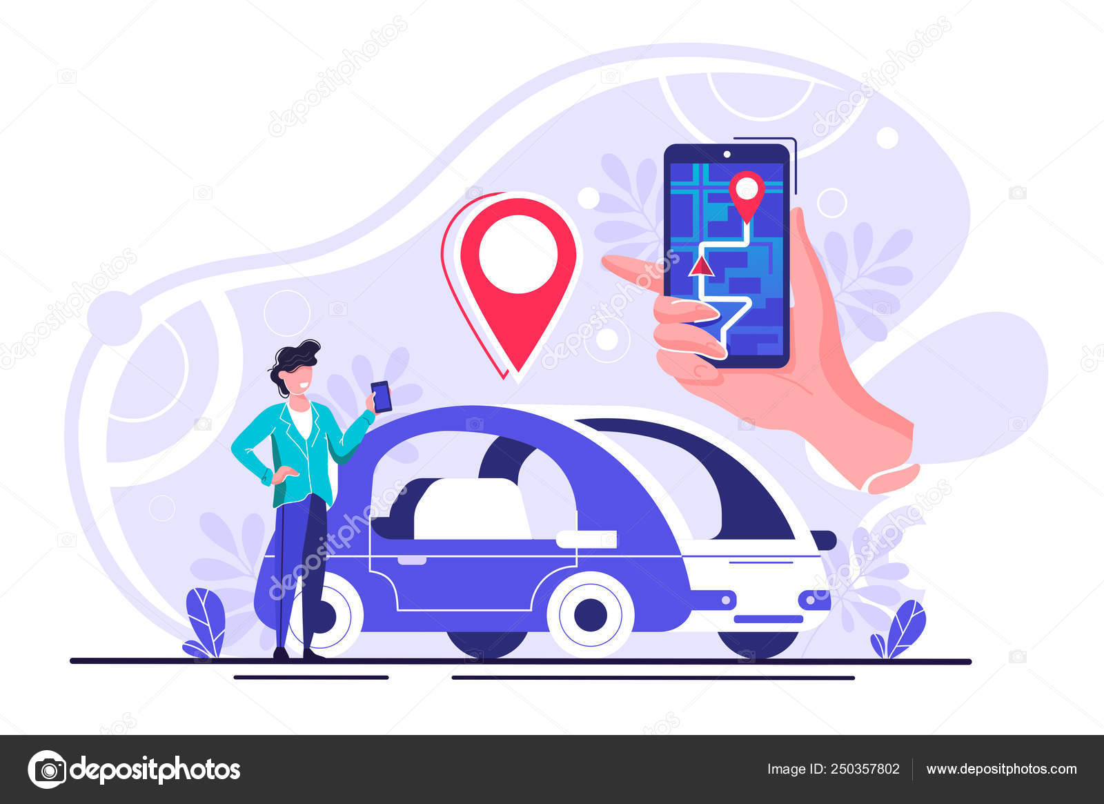 Gps System Cartography Display Location City Map Navigation Smartphone ...