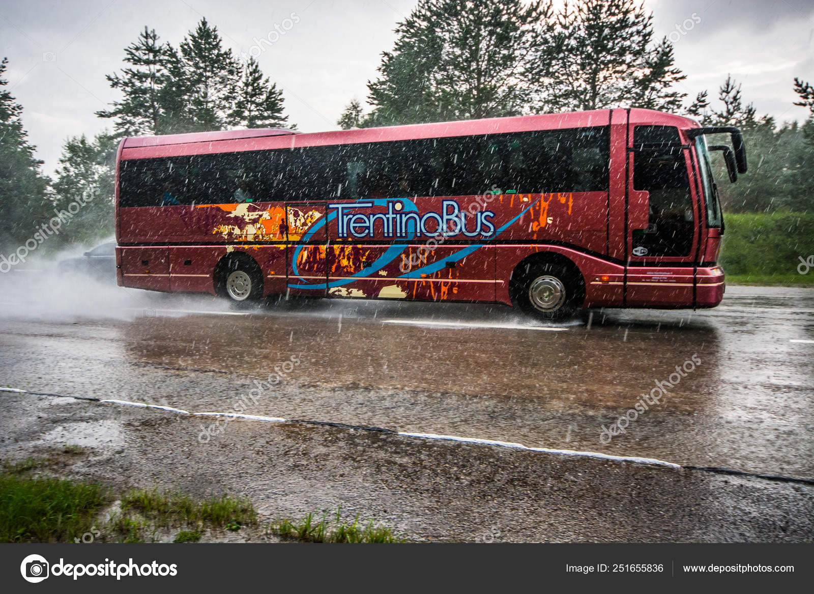 Bus Going Road Rainy Weather – Stock Editorial Photo © nikwaller #251655836