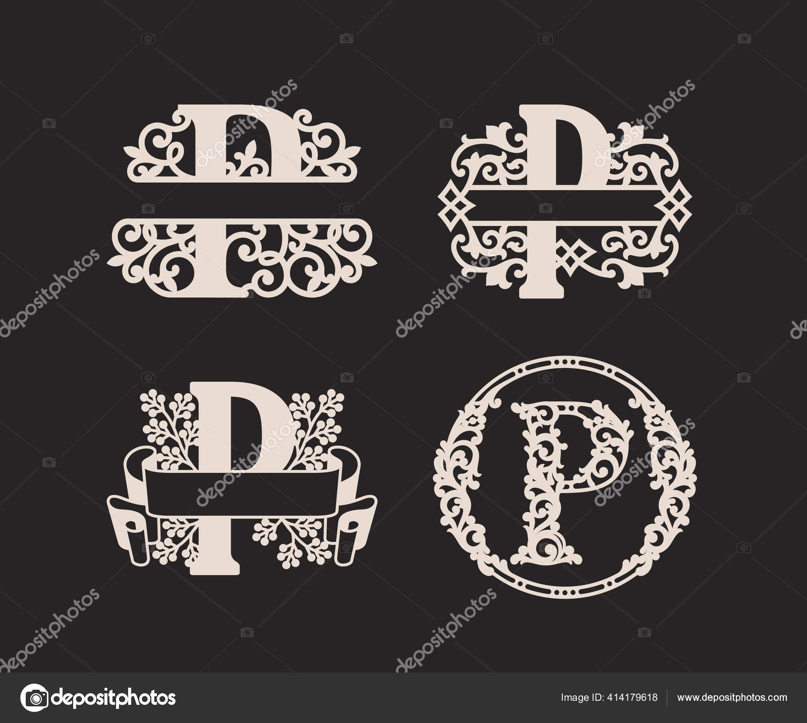 Monogramas Divisão Alfabeto Monograma Letras Divididas Fonte Quadro ...