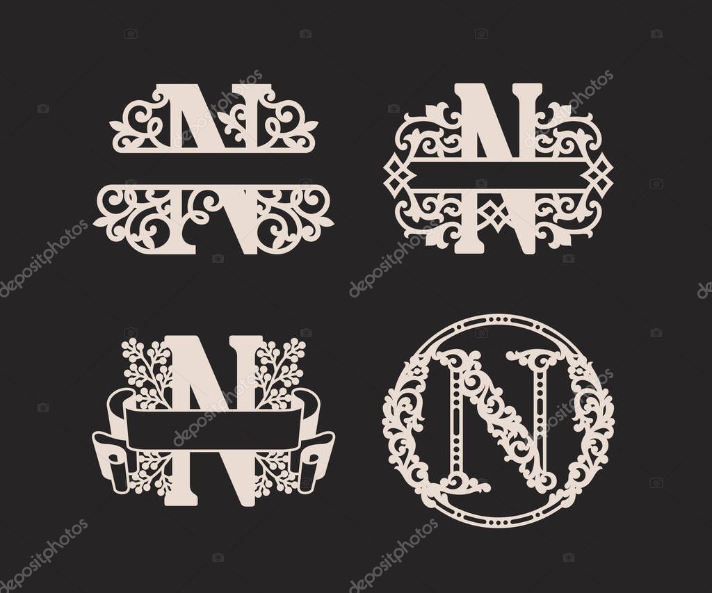 Monogramas divididos en alfabeto, Monograma de letras divididas, fuente ...