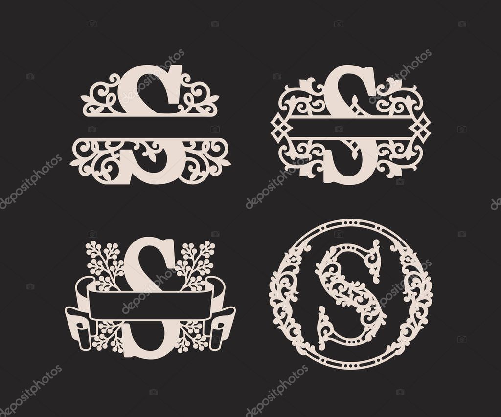 Monogramas divididos en alfabeto, Monograma de letras divididas, fuente de marco de alfabeto ...