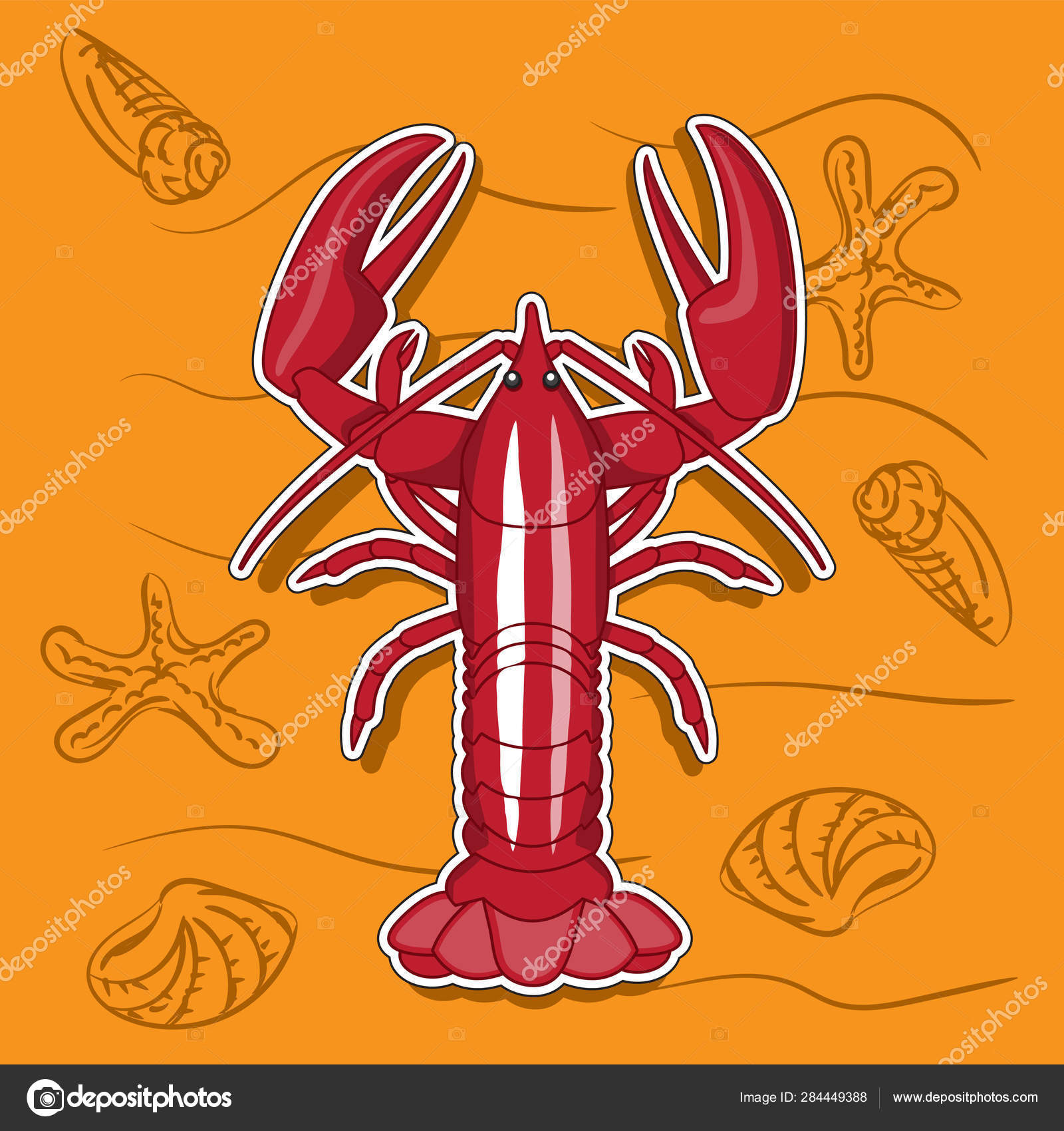 Animal arthropod cancer red, icon sticker logo. Vector image. Stock ...