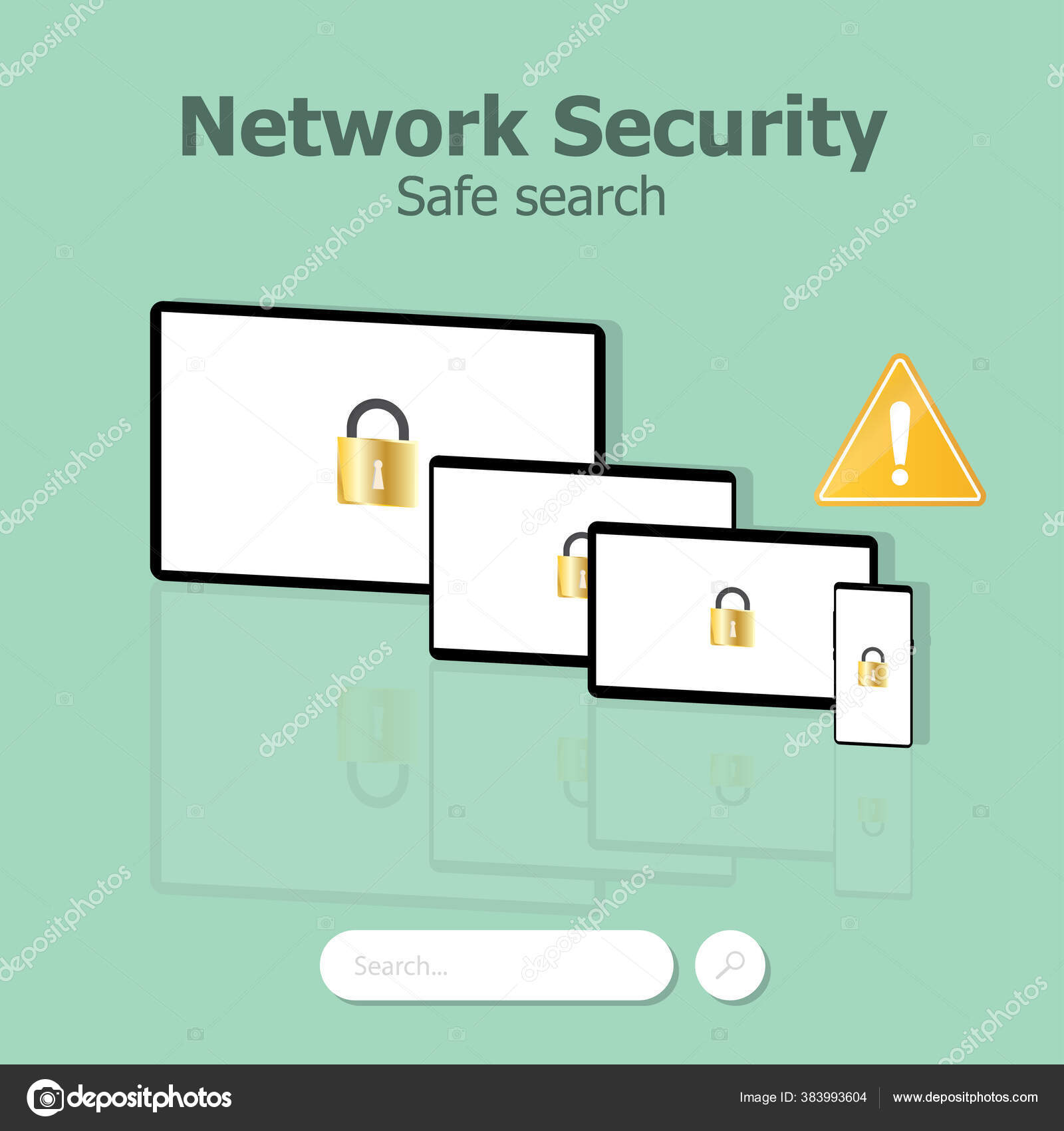 Network Security Risk Management Vector Illustration Mobile Phone ...