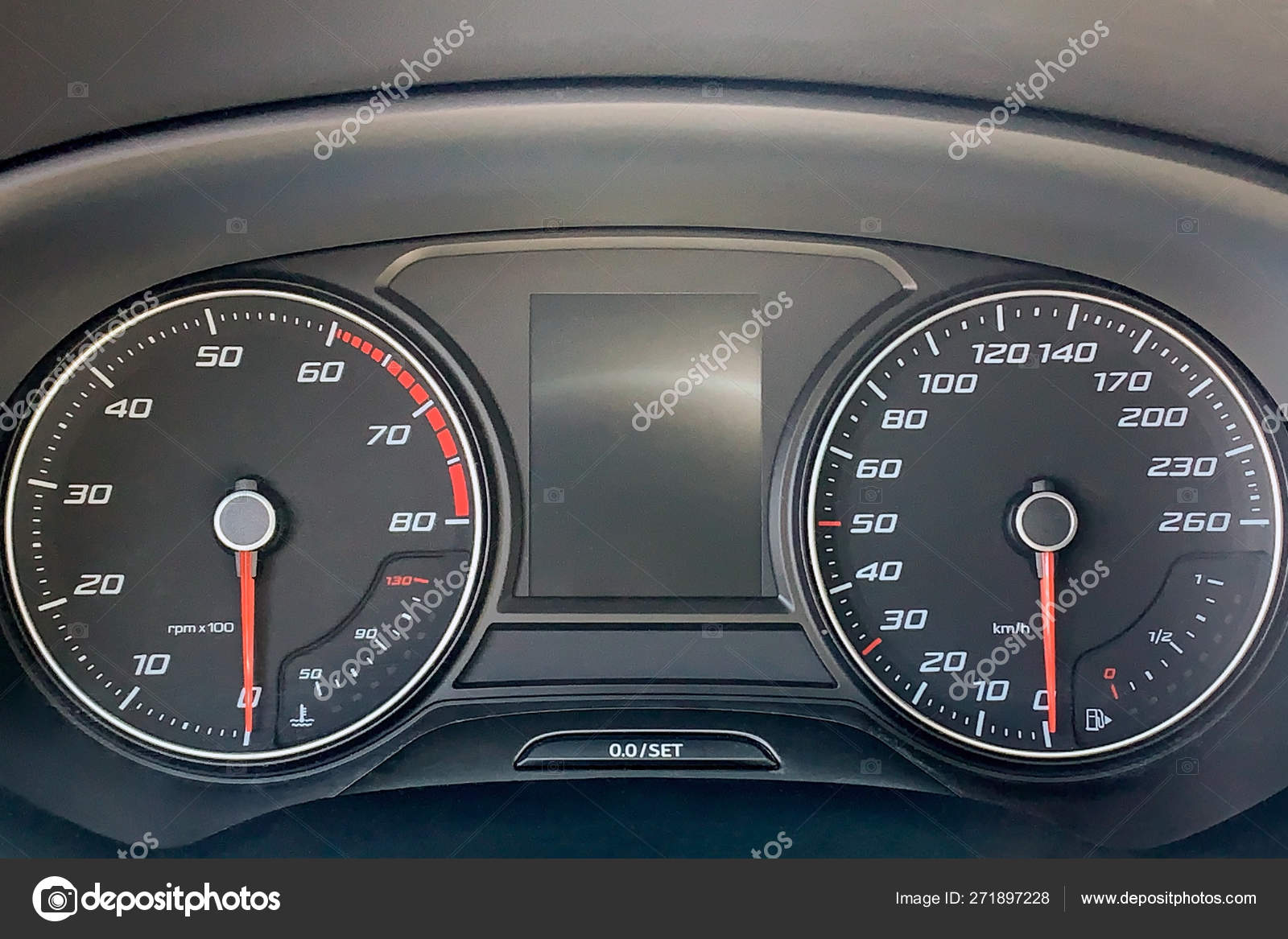 Car dashboard, speedometer and tachometer closeup — Stock Photo ...