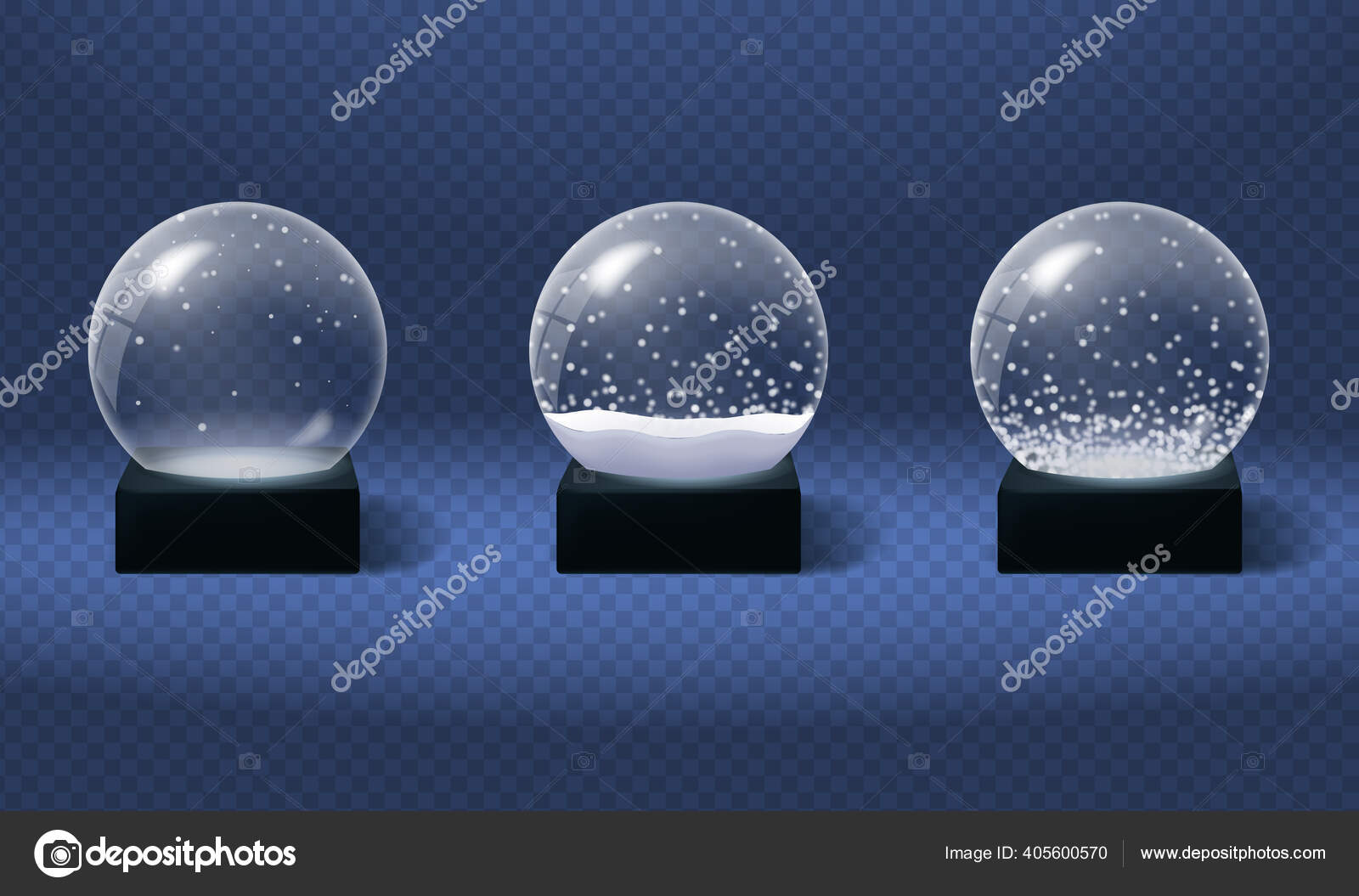 Glass christmas sphere in realistic style. Snow globes Stock Vector by ...
