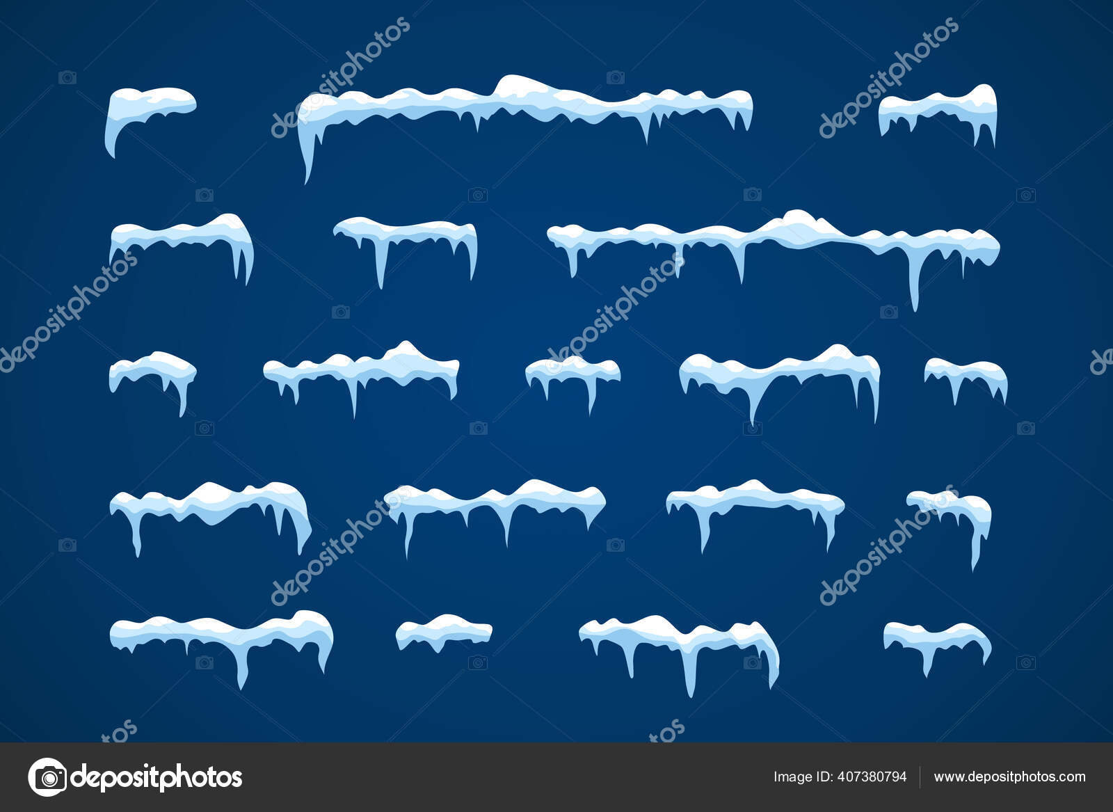 Frost decoration collection for frames. Horizontal frozen snow set ...