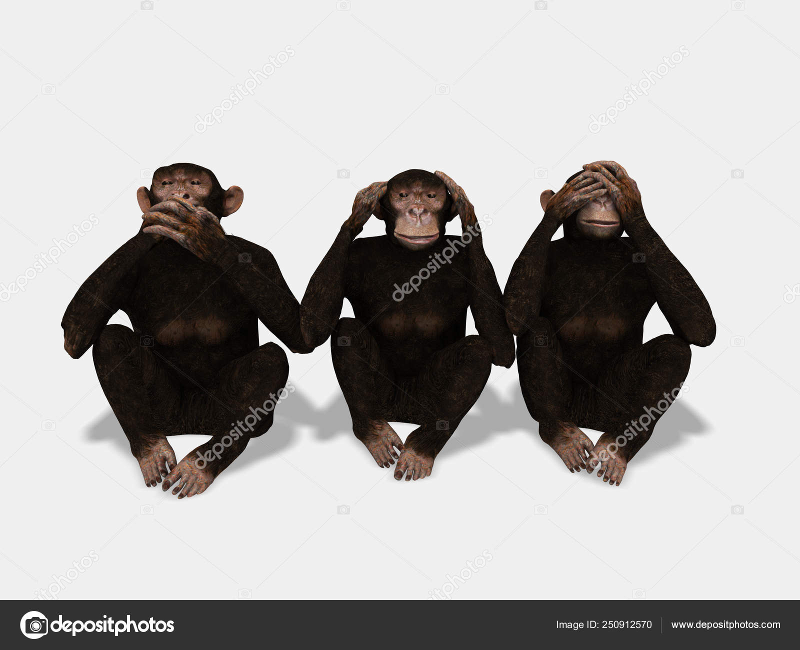 See Nothing Hear Nothing Say Nothing Monkeys Illustration — Stock Photo ...