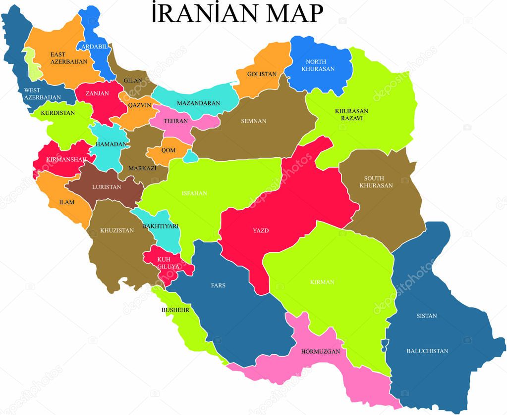 Irán mapa vector ilustración 2023