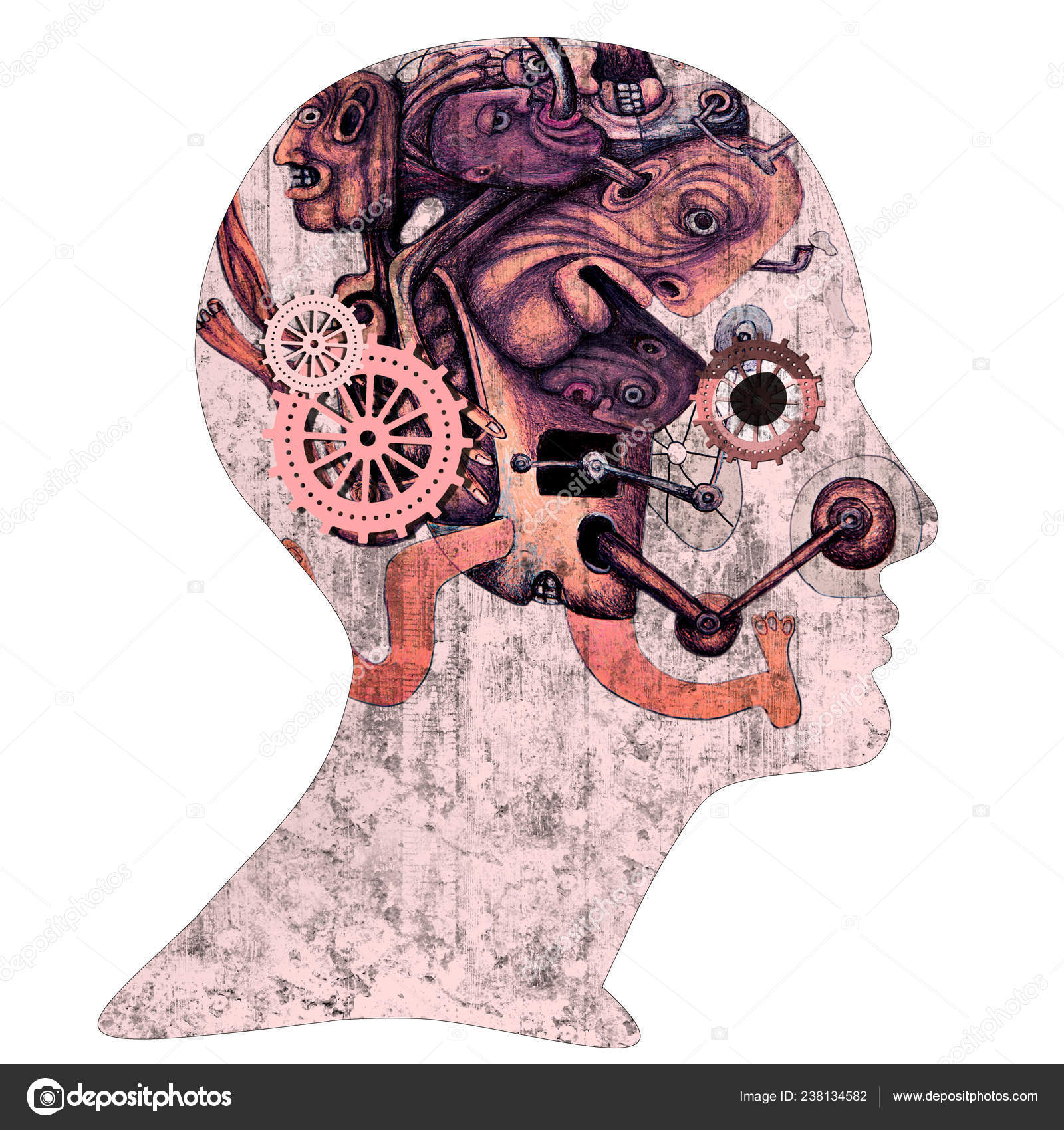 Human Head Gears Abstract Background Illustration Stock Illustration by ...