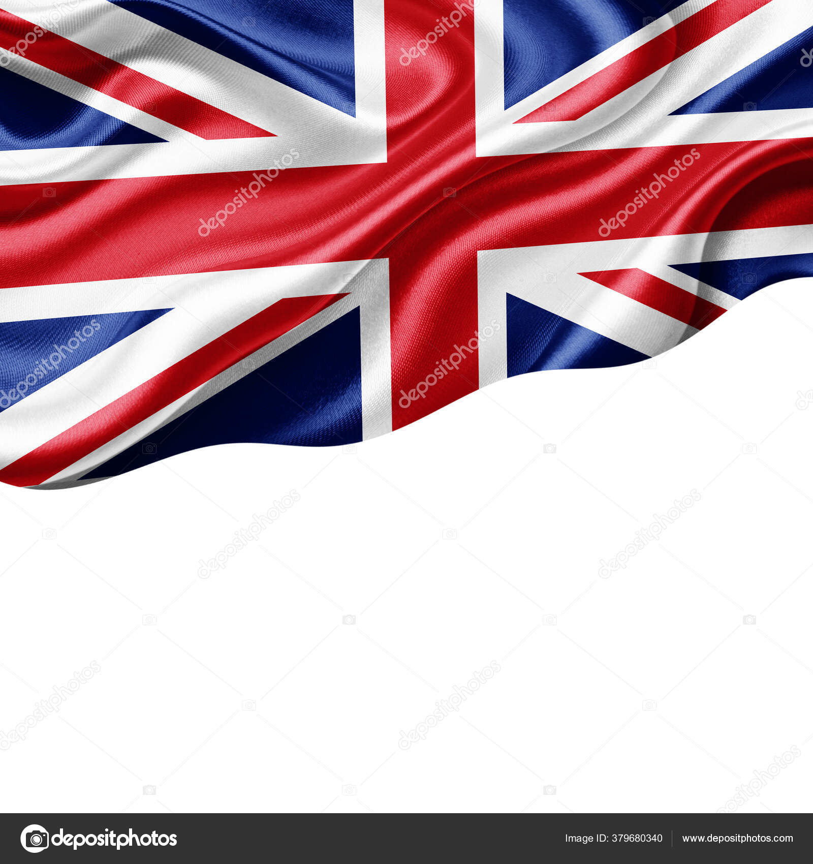 United Kingdom Flag Silk Copyspace Your Text Images White Background ...
