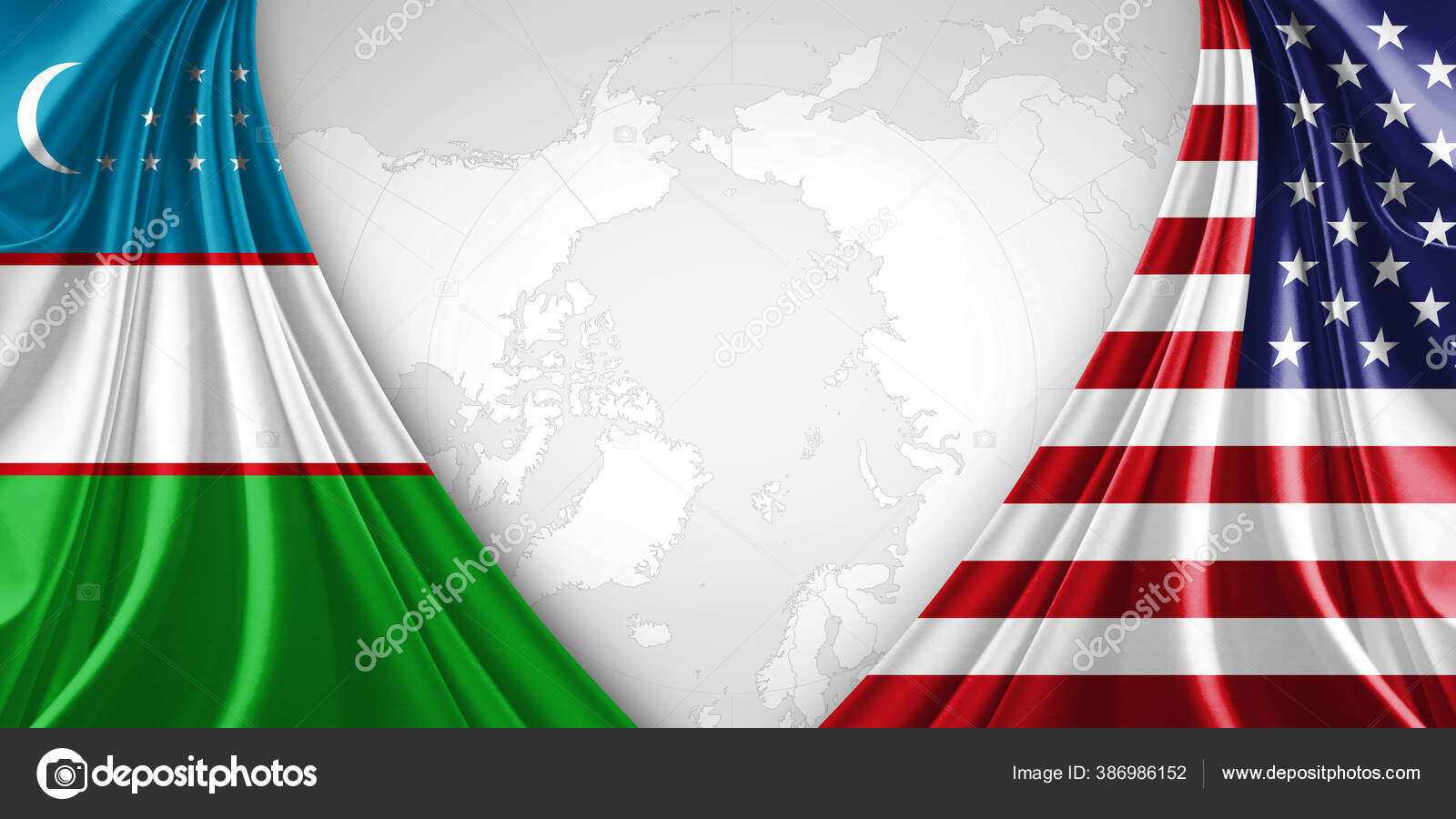 Uzbekistan American Flag Silk Copyspace Your Text Images World Map ...