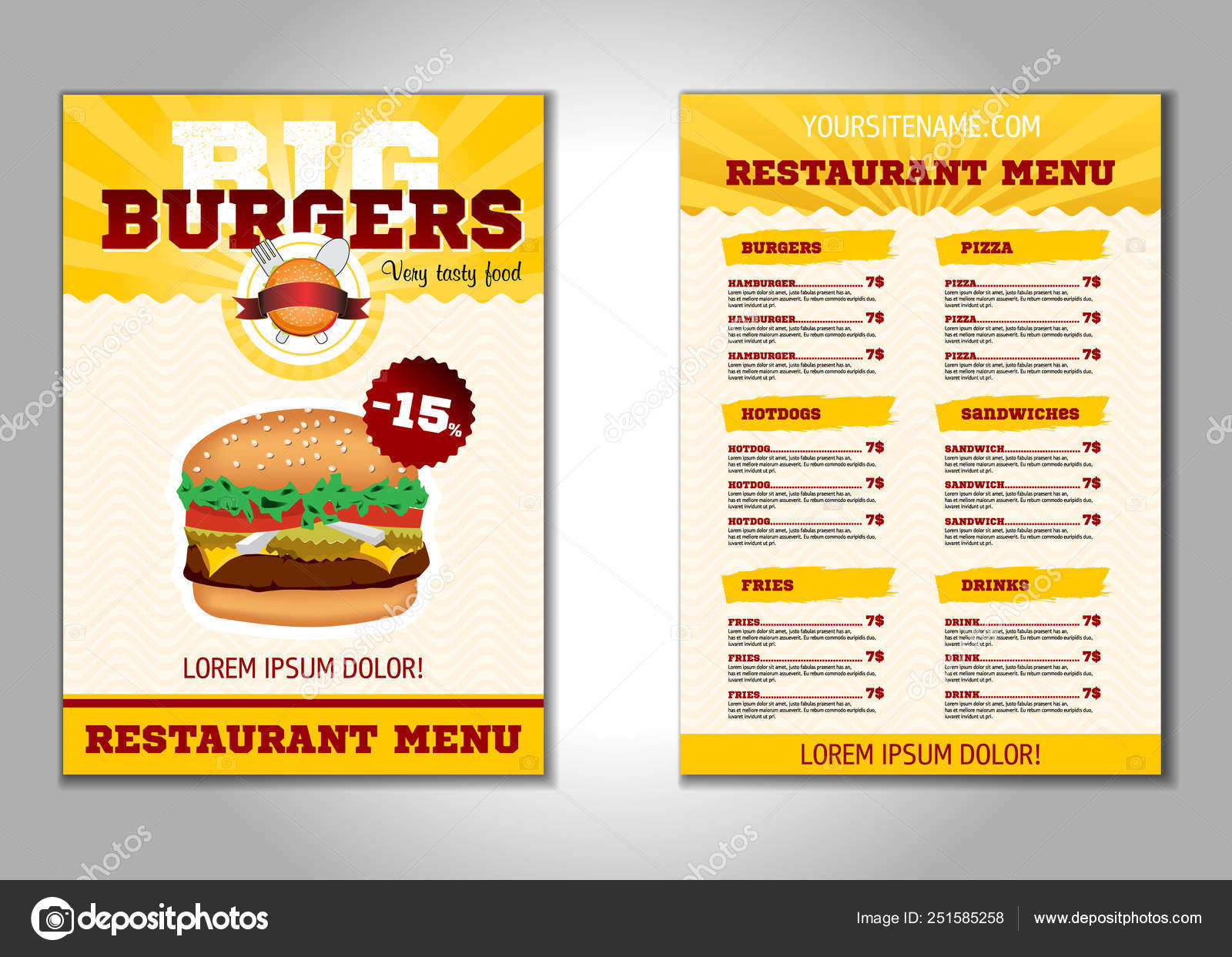 Burger flyer design vector template in A4 size. Brochure and Layout ...
