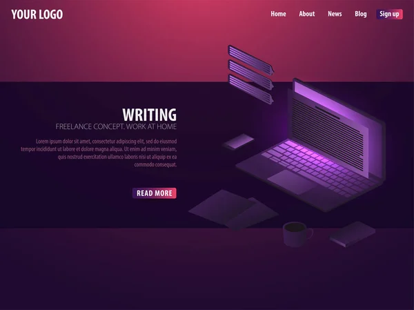 Writer. Can use for web banner or infographics. Freelance concept. Work ...