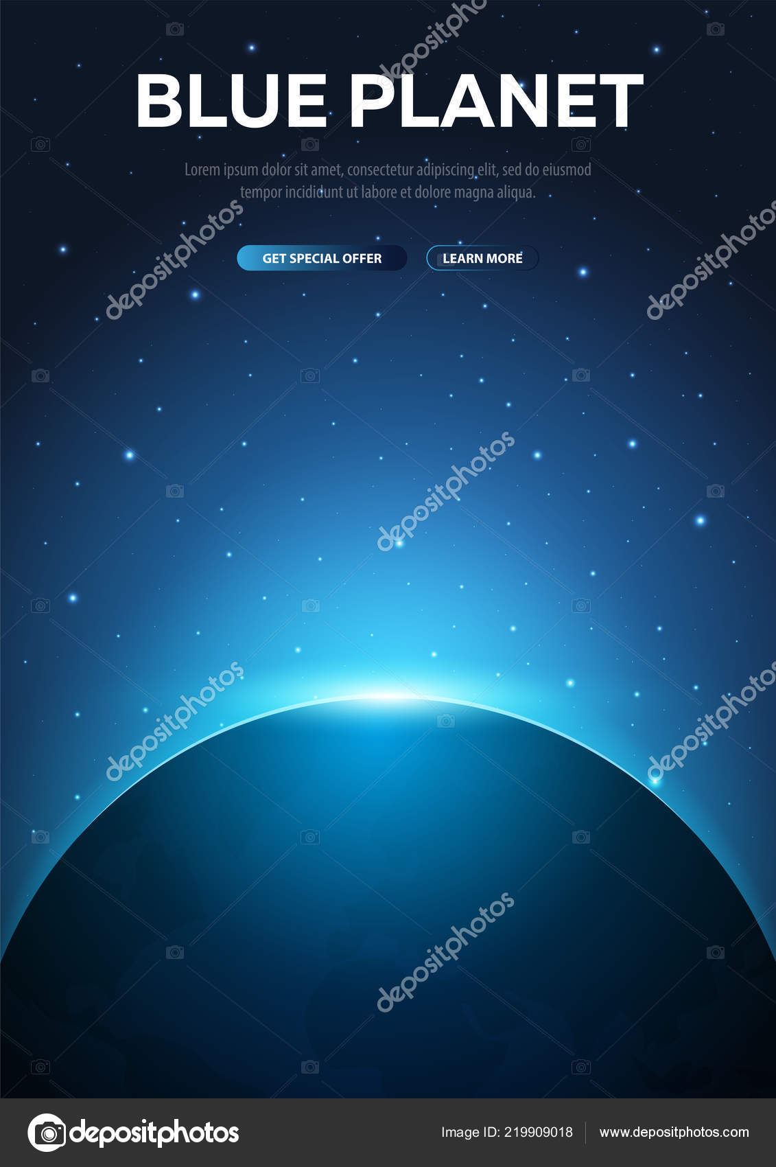 Blue Planet, Earth. Astronomical galaxy space background. Vector ...