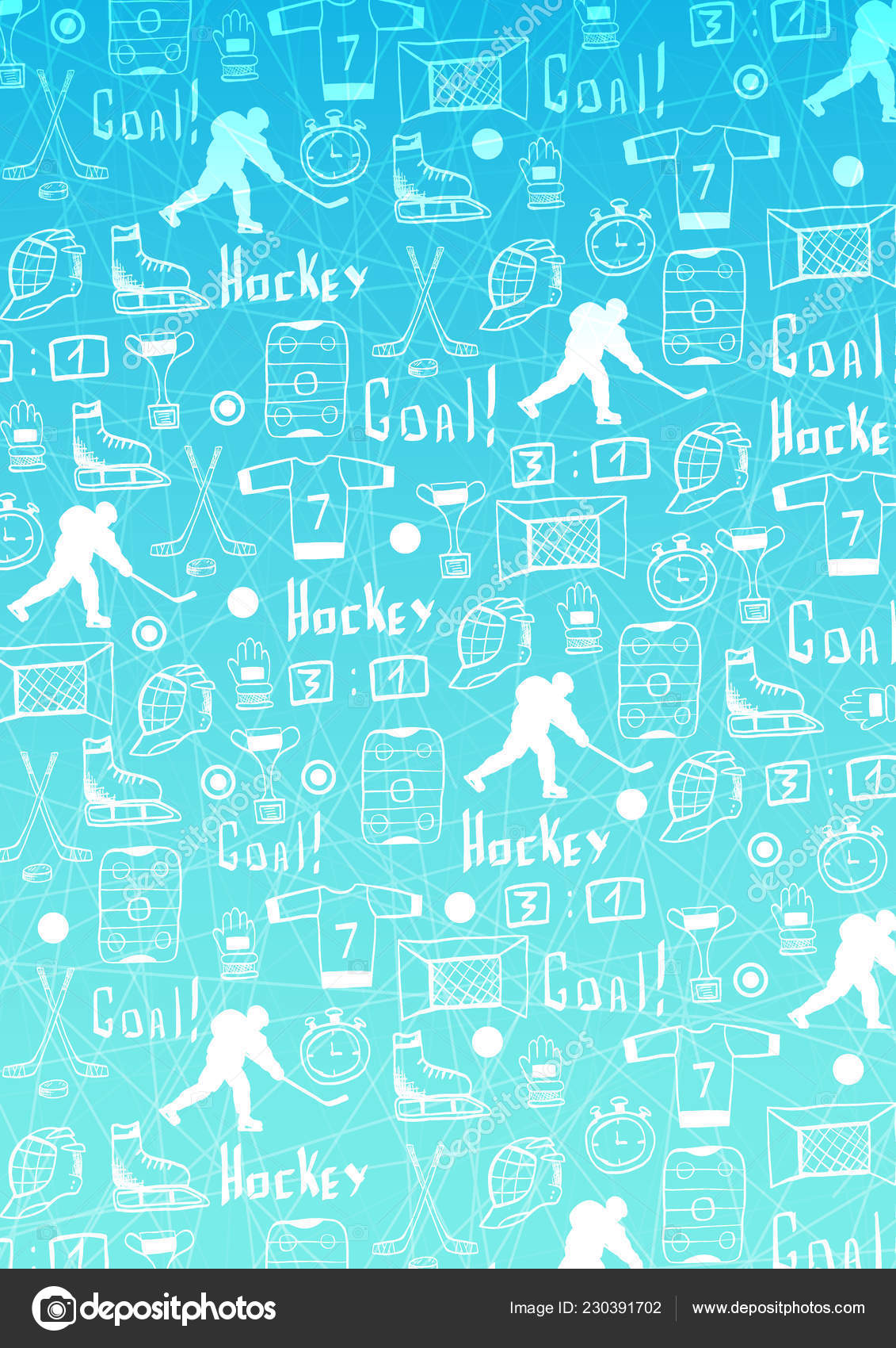 Hockey background with doodle elements. Vector illustration. Stock ...