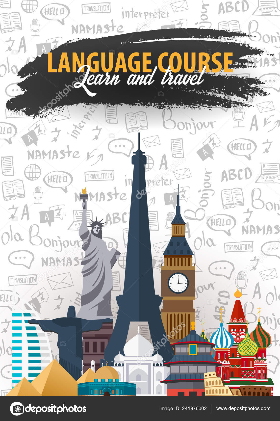 Language trip, tour, travel. Learning Languages. Vector illustration ...
