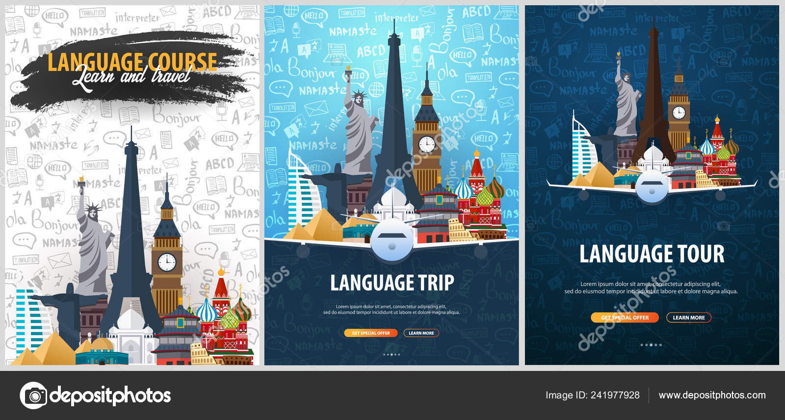 Language trip, tour, travel. Learning Languages. Vector illustration ...