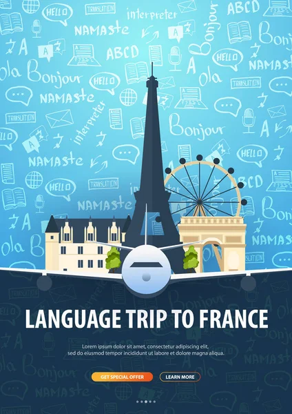 Language trip, tour, travel. Learning Languages. Vector illustration ...