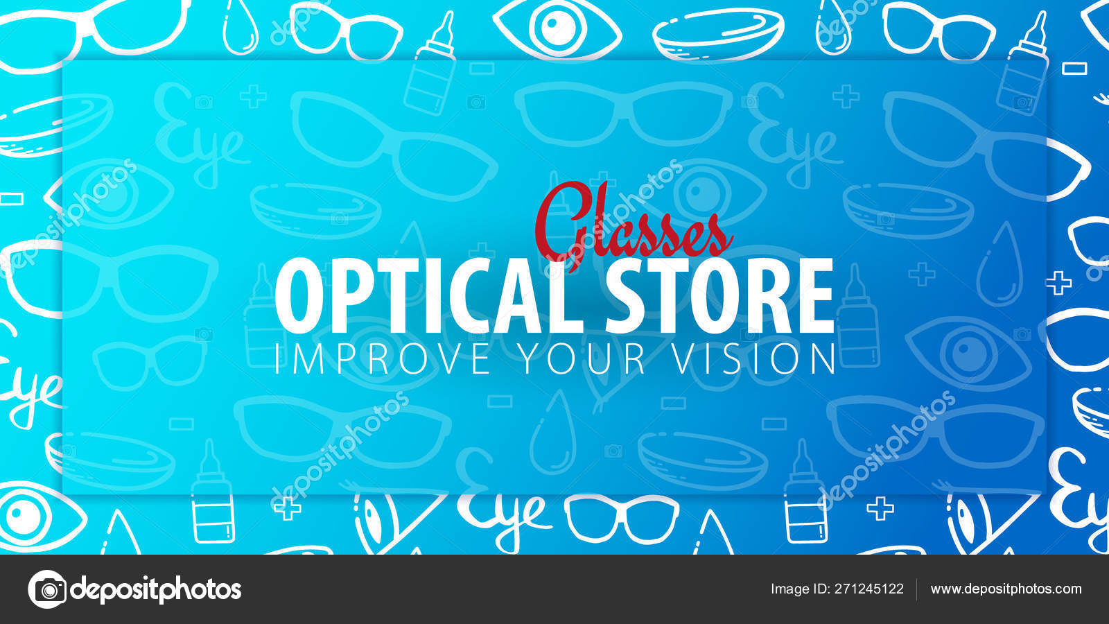 Banner for Optical Shop or Glasses clinic. Hand draw doodle background ...