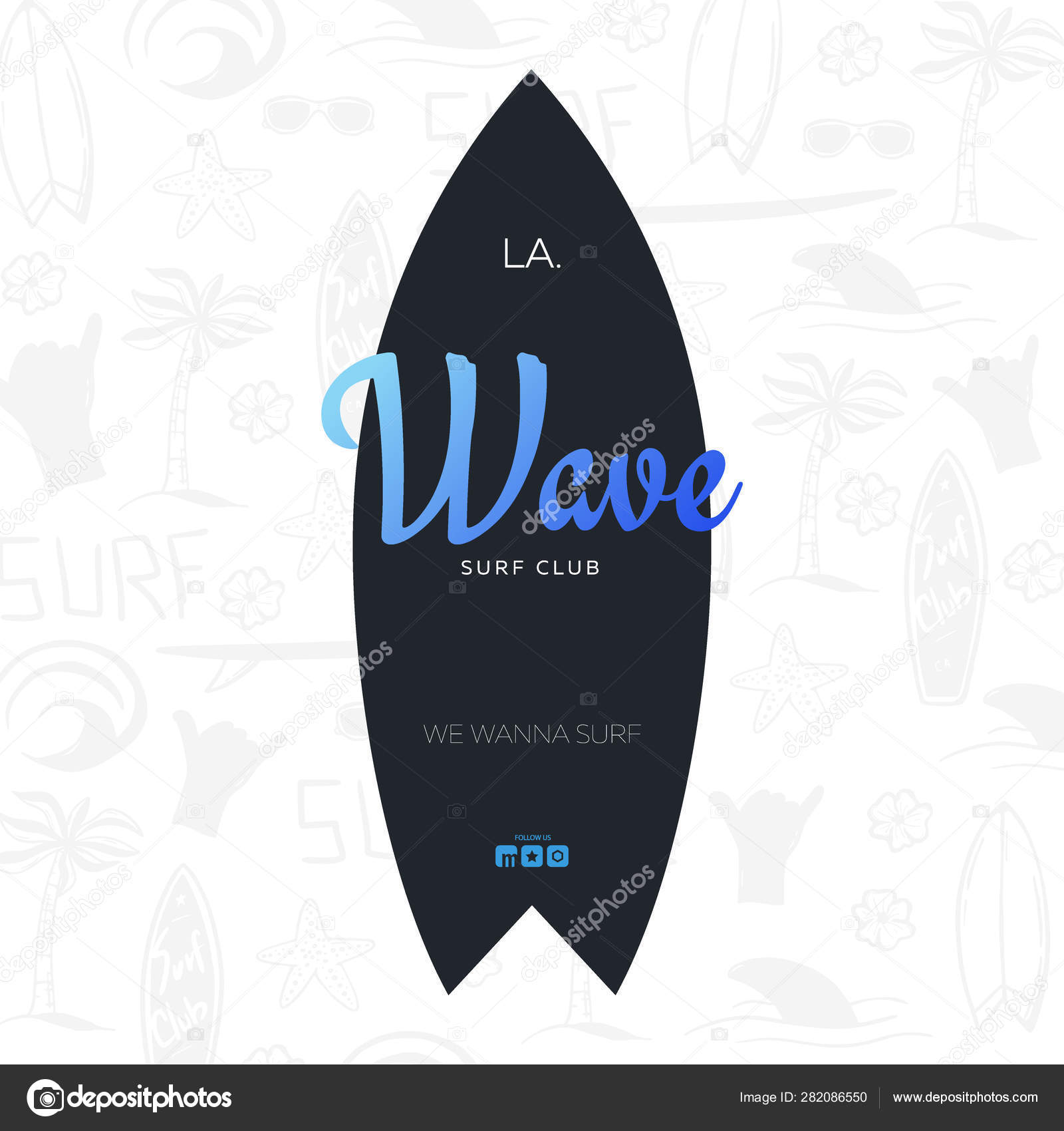 Summer Surfing Poster for Surf Club or Shop with hand draw background ...