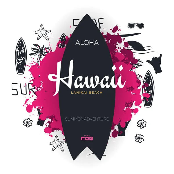 Summer Surfing Poster for Surf Club or Shop with hand draw background ...