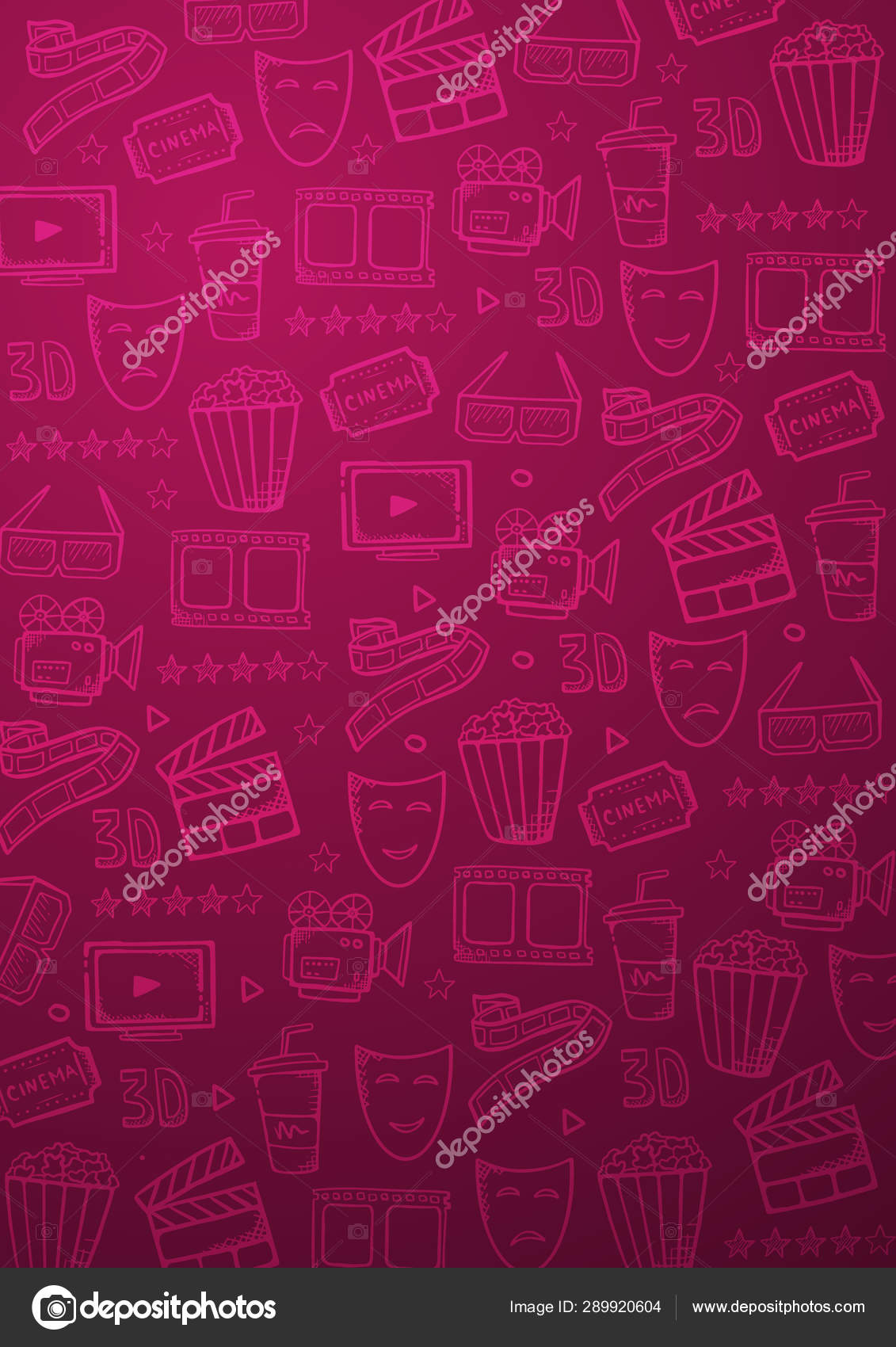 Hand draw Cinema doodle background. Movie Time. Stock Vector Image by ...