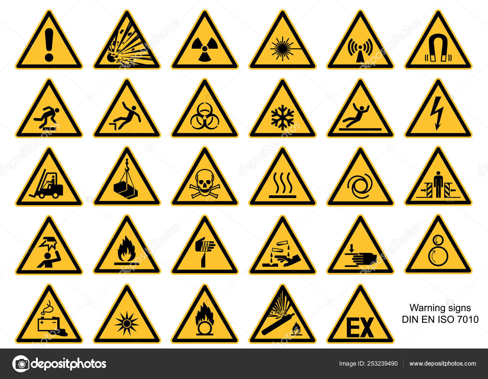 Warning Sign Collection Din 7010 Asr1 Vector Isolated White Background ...