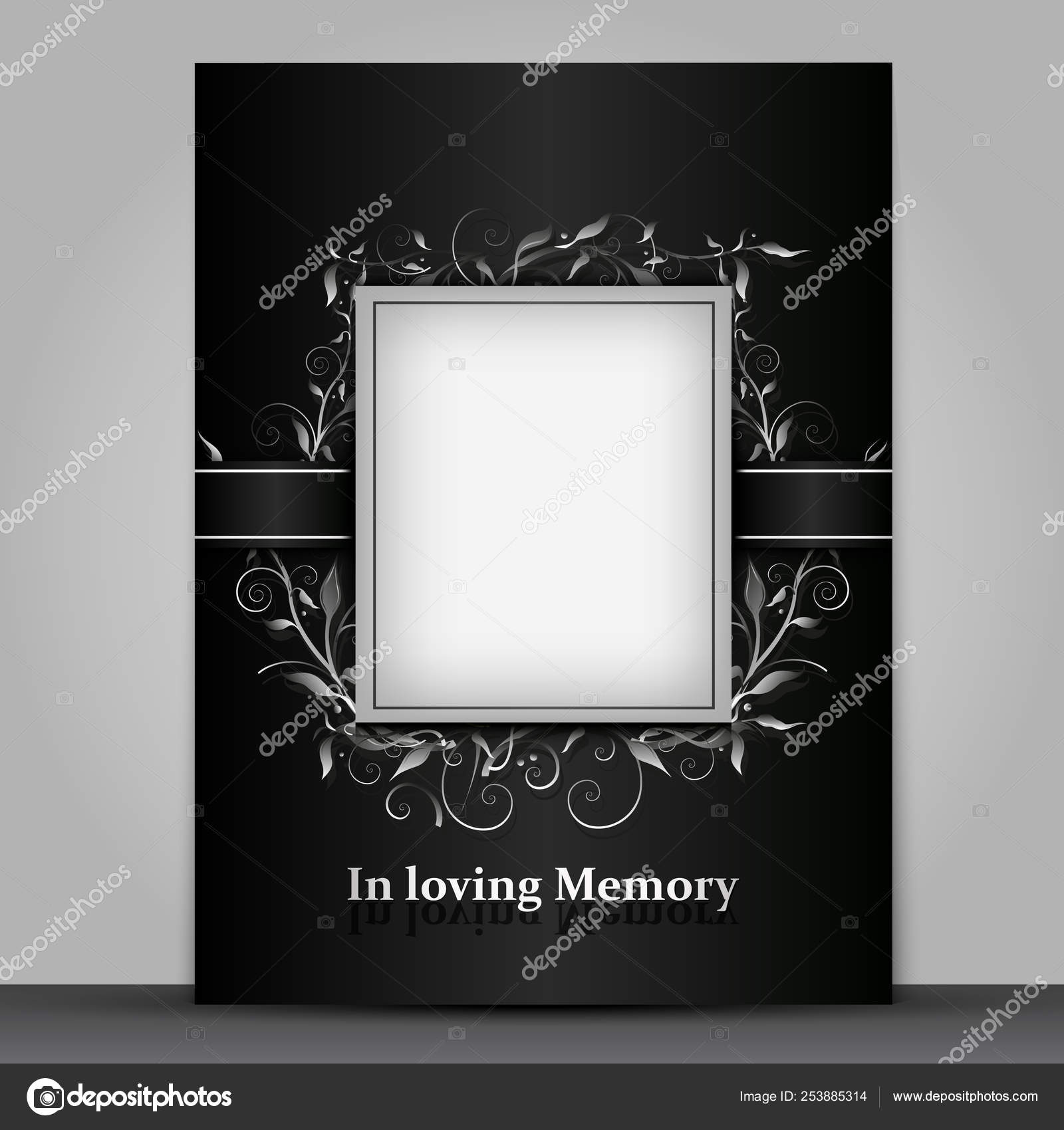 Mourning Card Standard Size Photo Frame Isolated Grey Background Stock ...