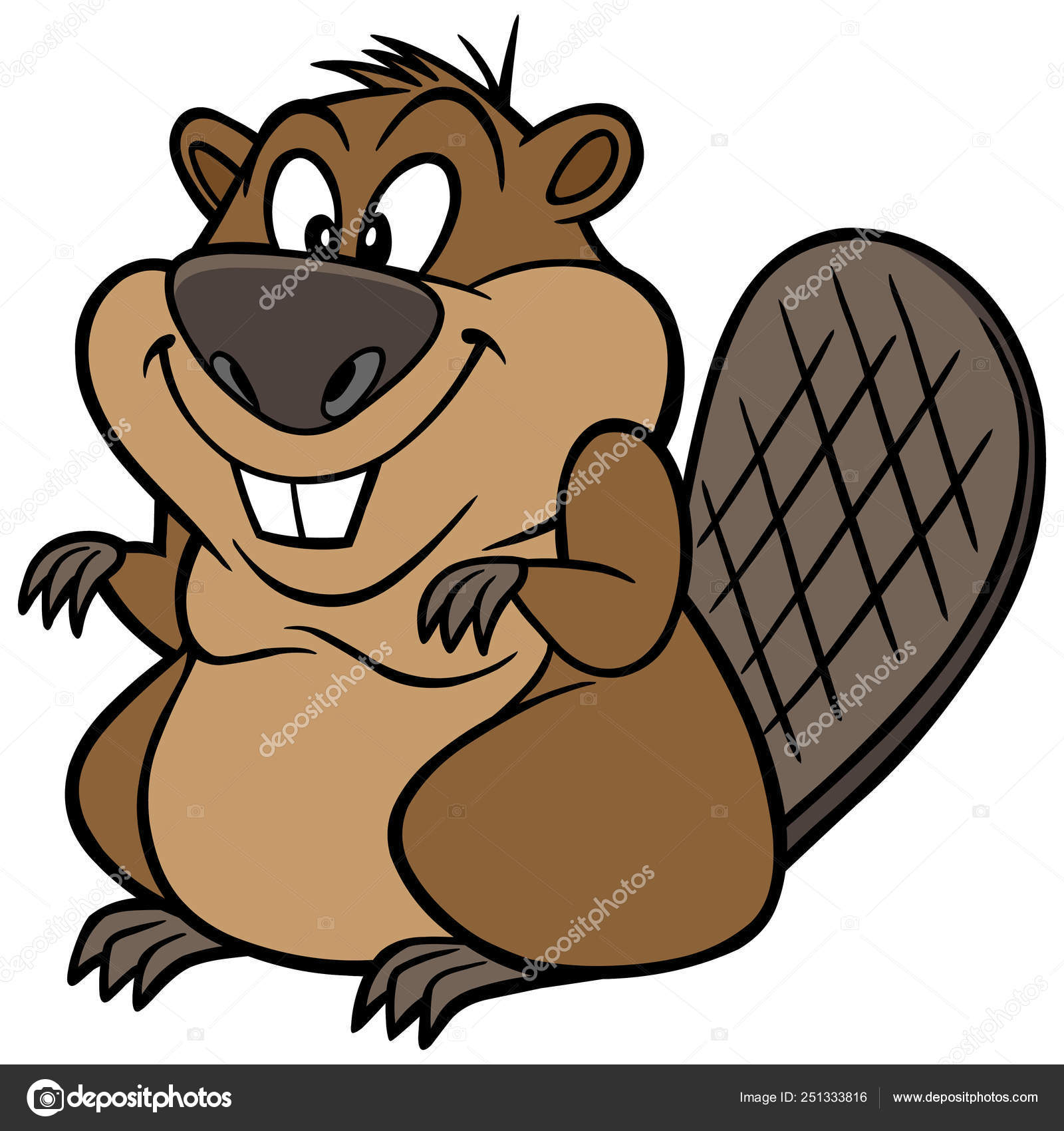 Castor Uma Ilustração Desenho Animado Vetorial Castor Bonito imagem ...