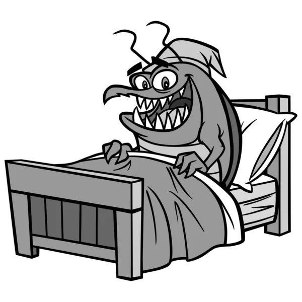 Bed Bug Bedtime Vector Cartoon Illustration Bed Bug Getting Ready Stock ...