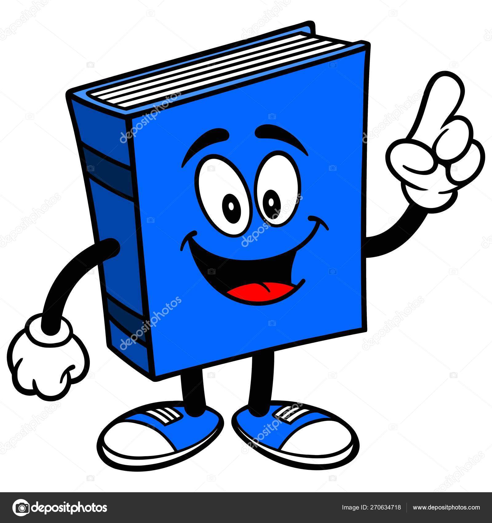 Blue Book Pointing Cartoon Illustration Blue Book Mascot Stock Vector ...