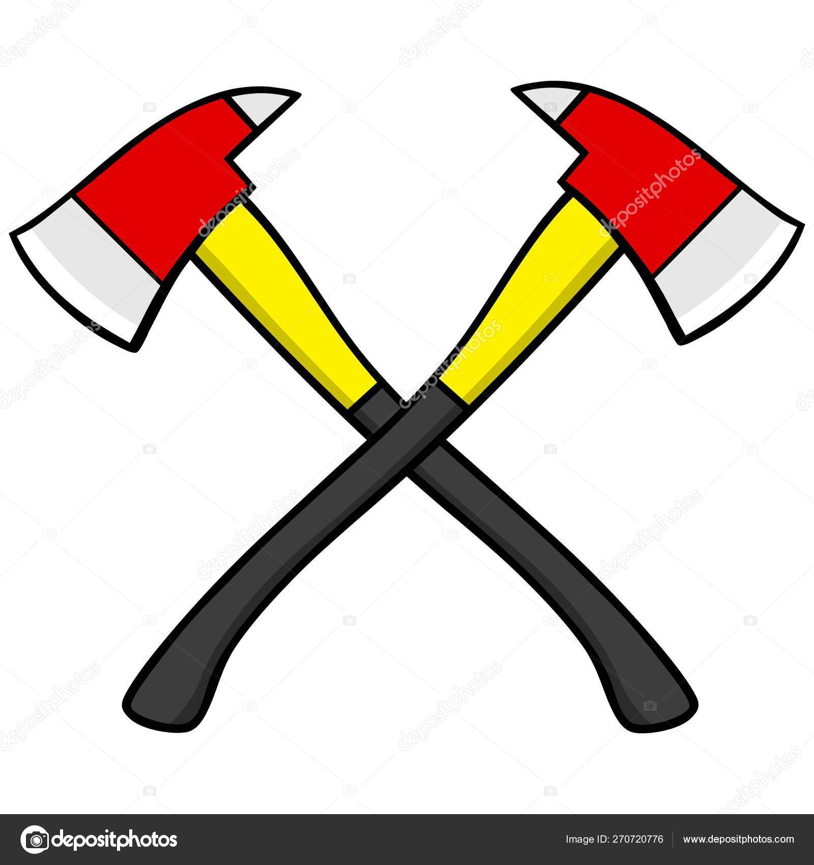 Firefighter Axes Cartoon Illustration Firefighter ⬇ Vector Image by ...