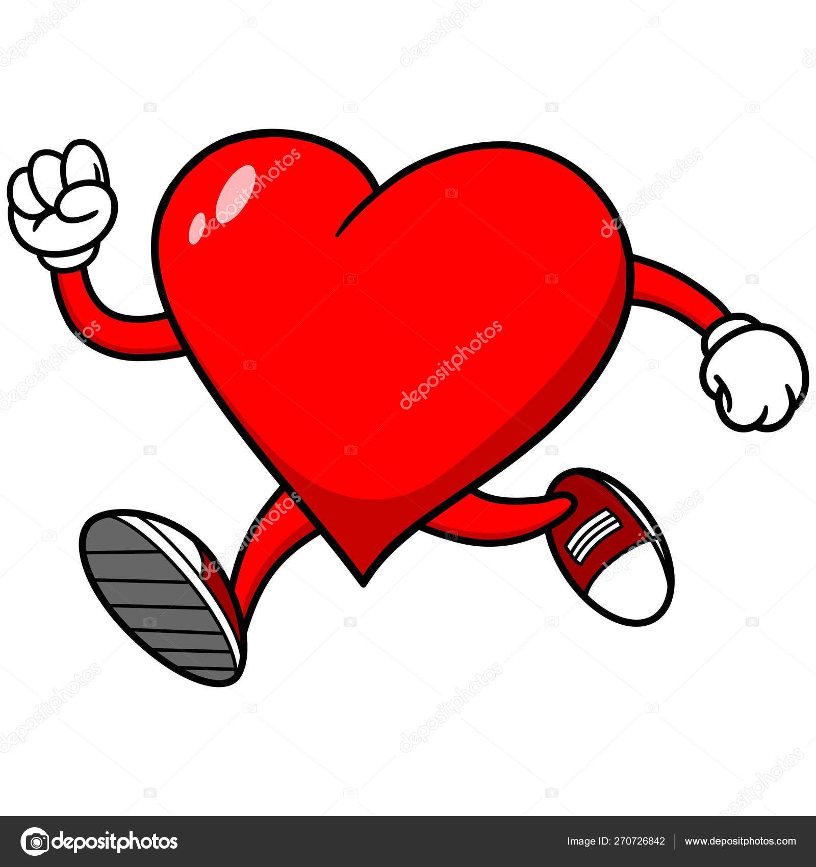 Heart Running Cartoon Illustration Heart Mascot Running Stock Vector by ...