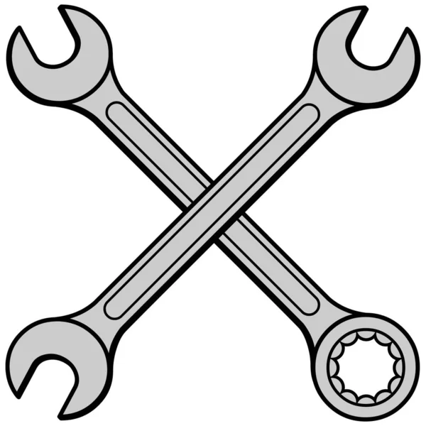 Ilustración Llave Extremo Abierto Una Ilustración Dibujos Animados Una Llave Vector de stock por ...