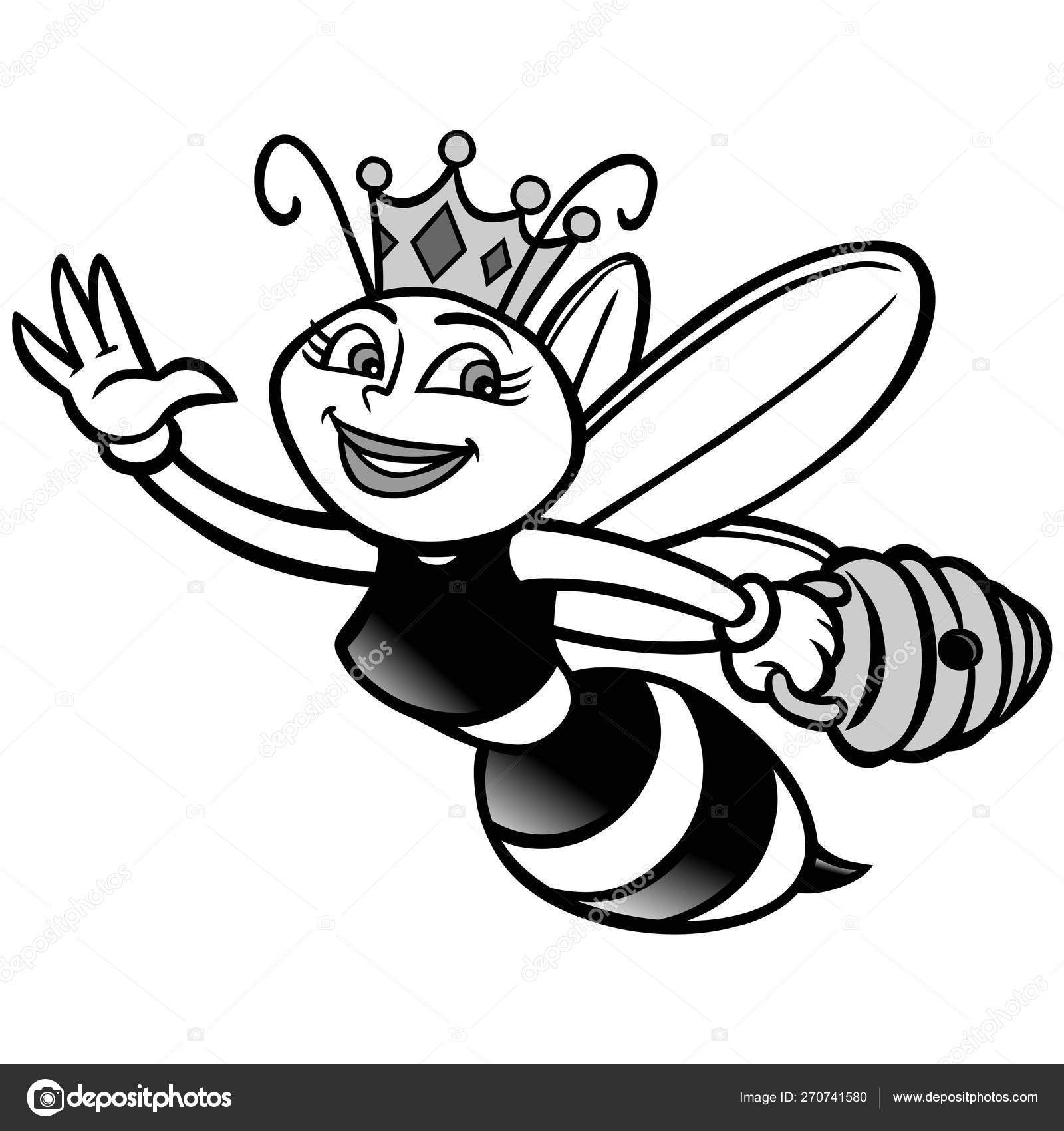 Queen Bee Cartoon Illustration Queen Bee — Stock Vector © Larryrains