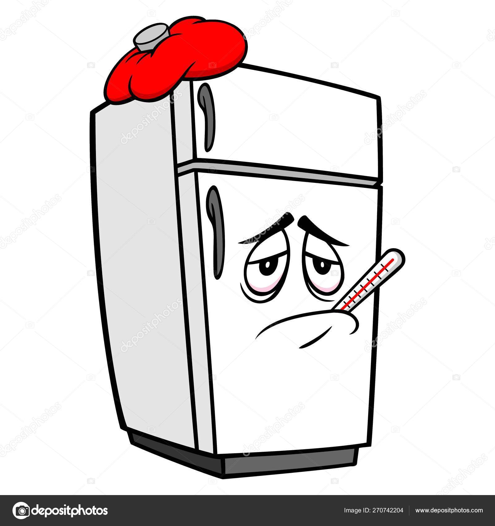 Refrigerator Mascot Sick Cartoon Illustration Refrigerator Mascot Stock ...