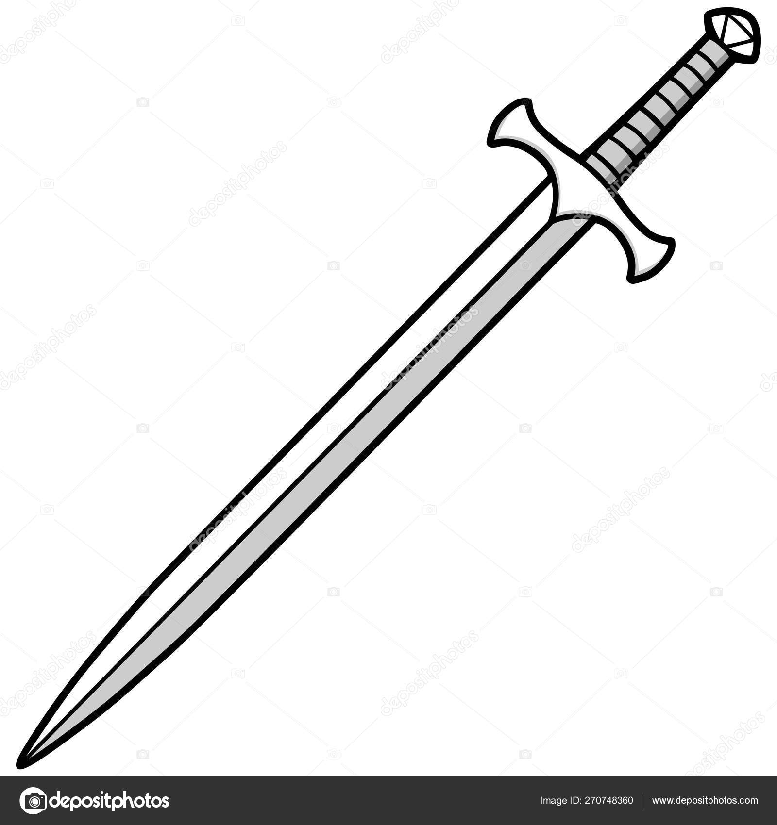 Espada Una Ilustración Dibujos Animados Una Espada Medieval vector ...