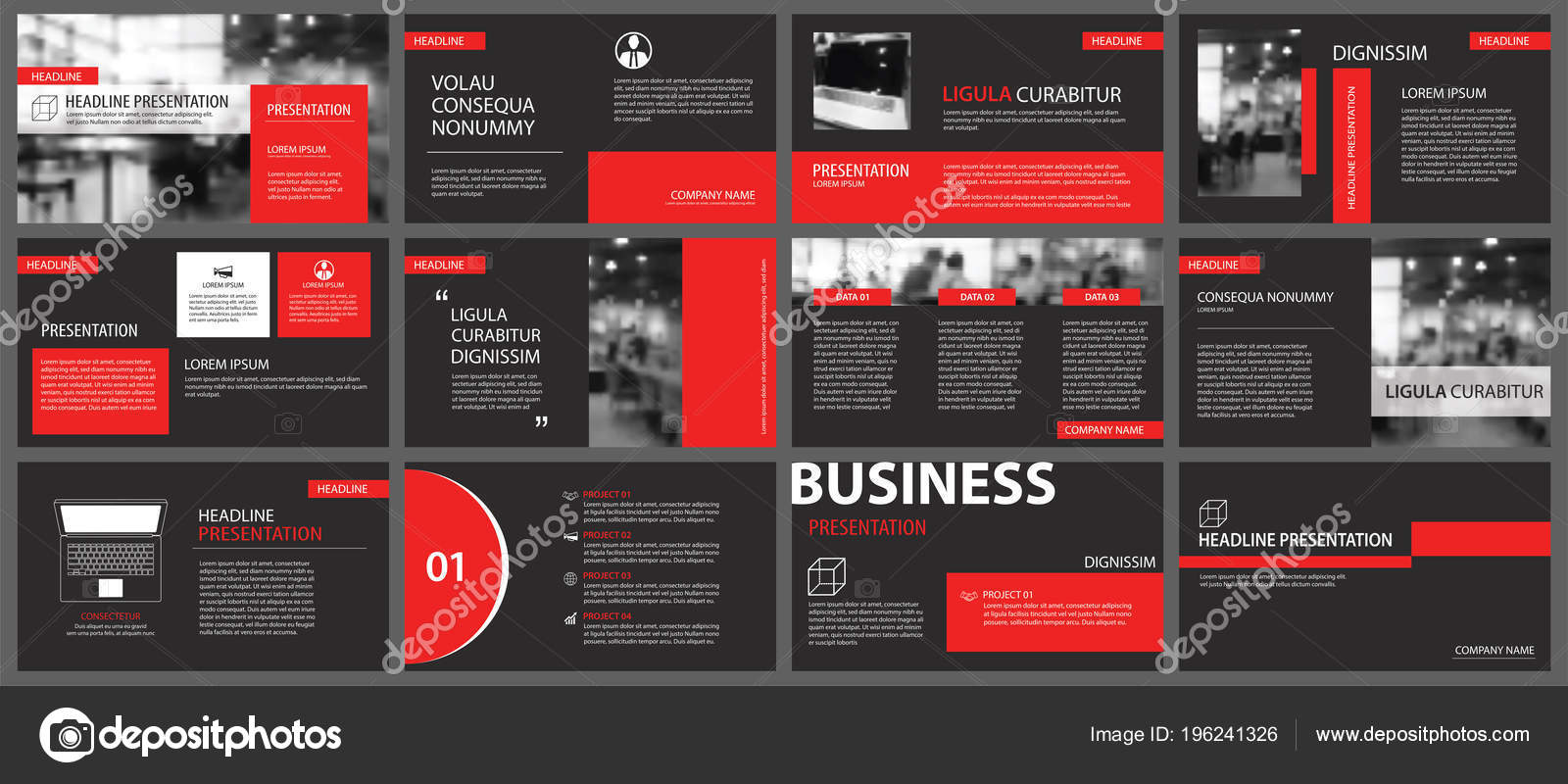 Red Black Slide Presentation Templates Background Infographic Business ...