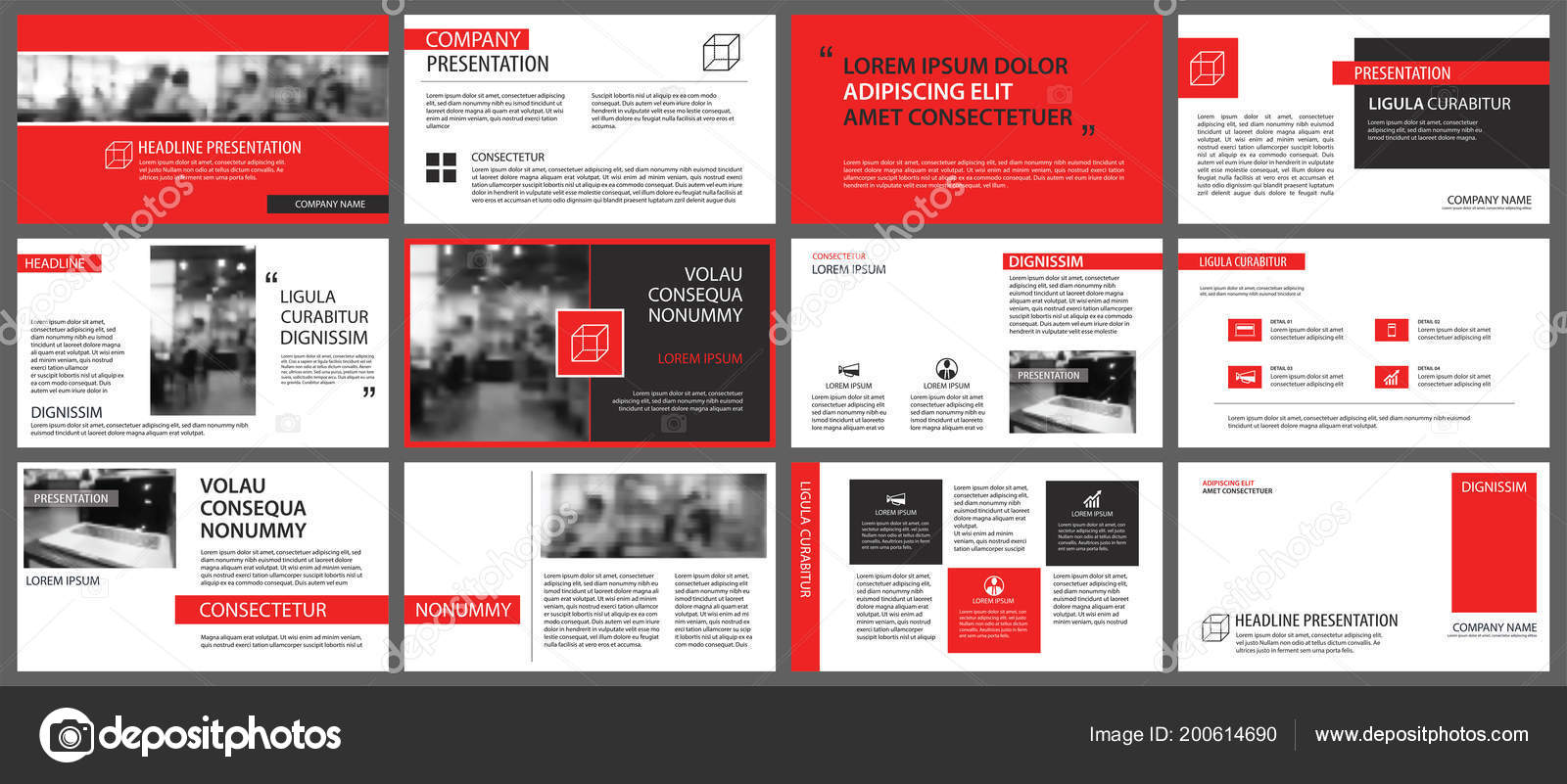 Red White Element Slide Infographic Background Presentation Template ...