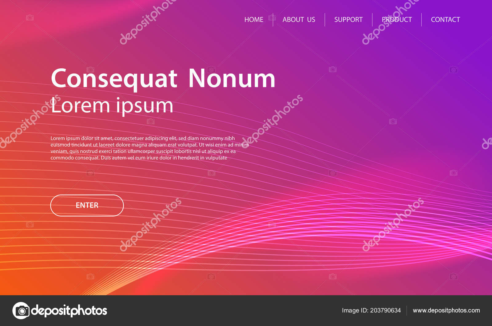 Website Template Design Landing Page Line Dynamic Shapes Background ...