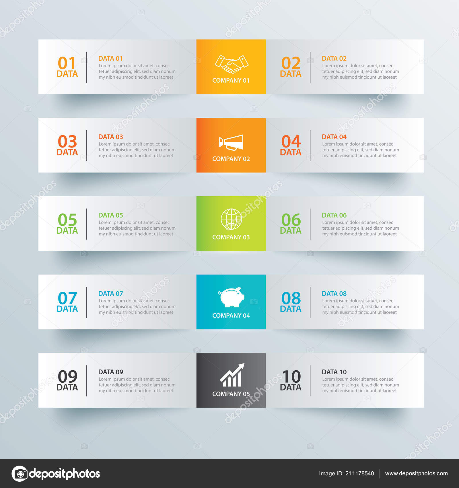 Infographics Tab Horizontal Paper Index Data Template Vector ...