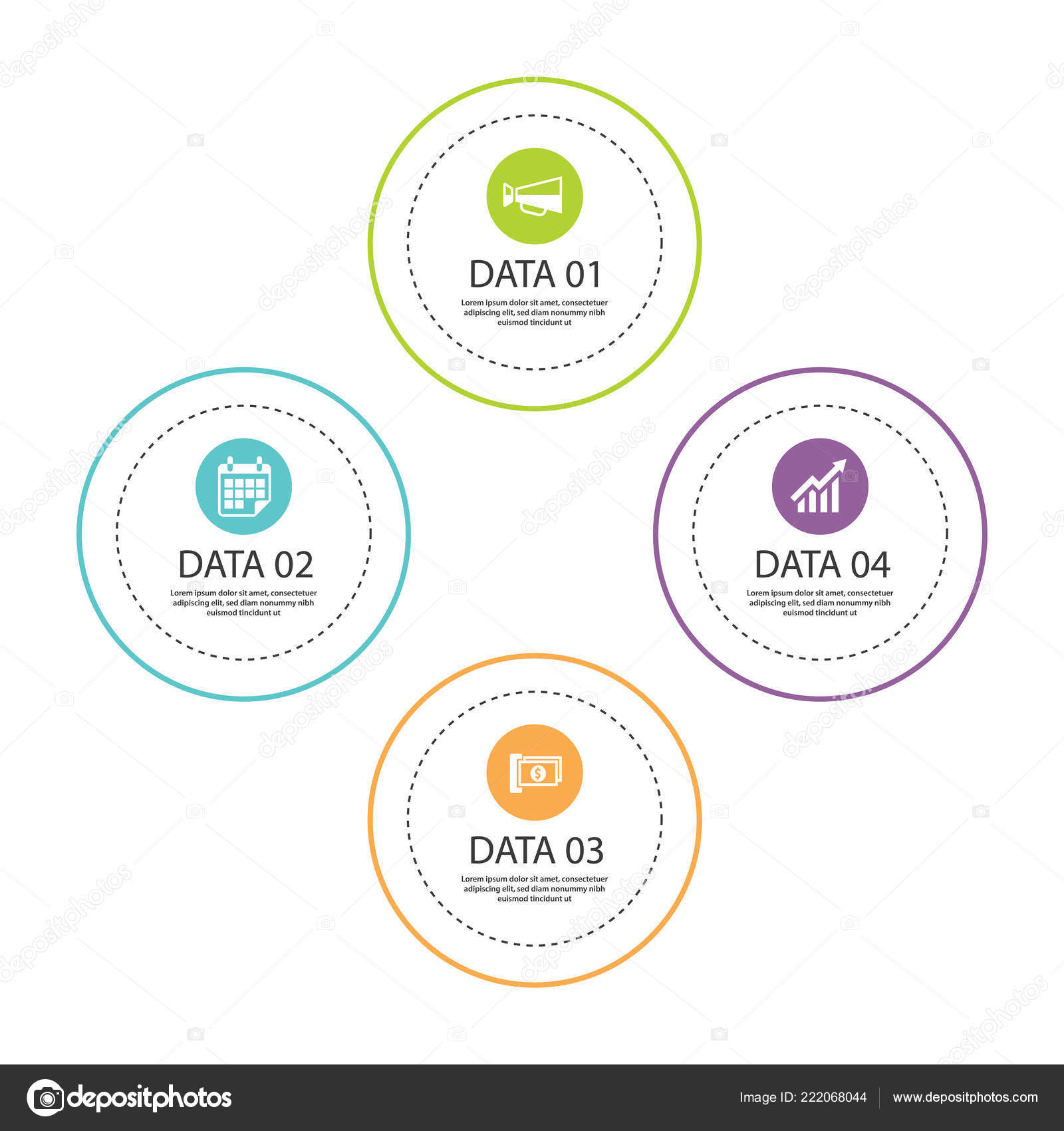 Infographics Circle Thin Line Data Template Vector Illustration ...