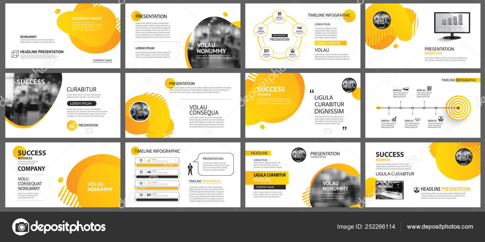 Presentation and slide layout background. Design yellow and oran Stock ...