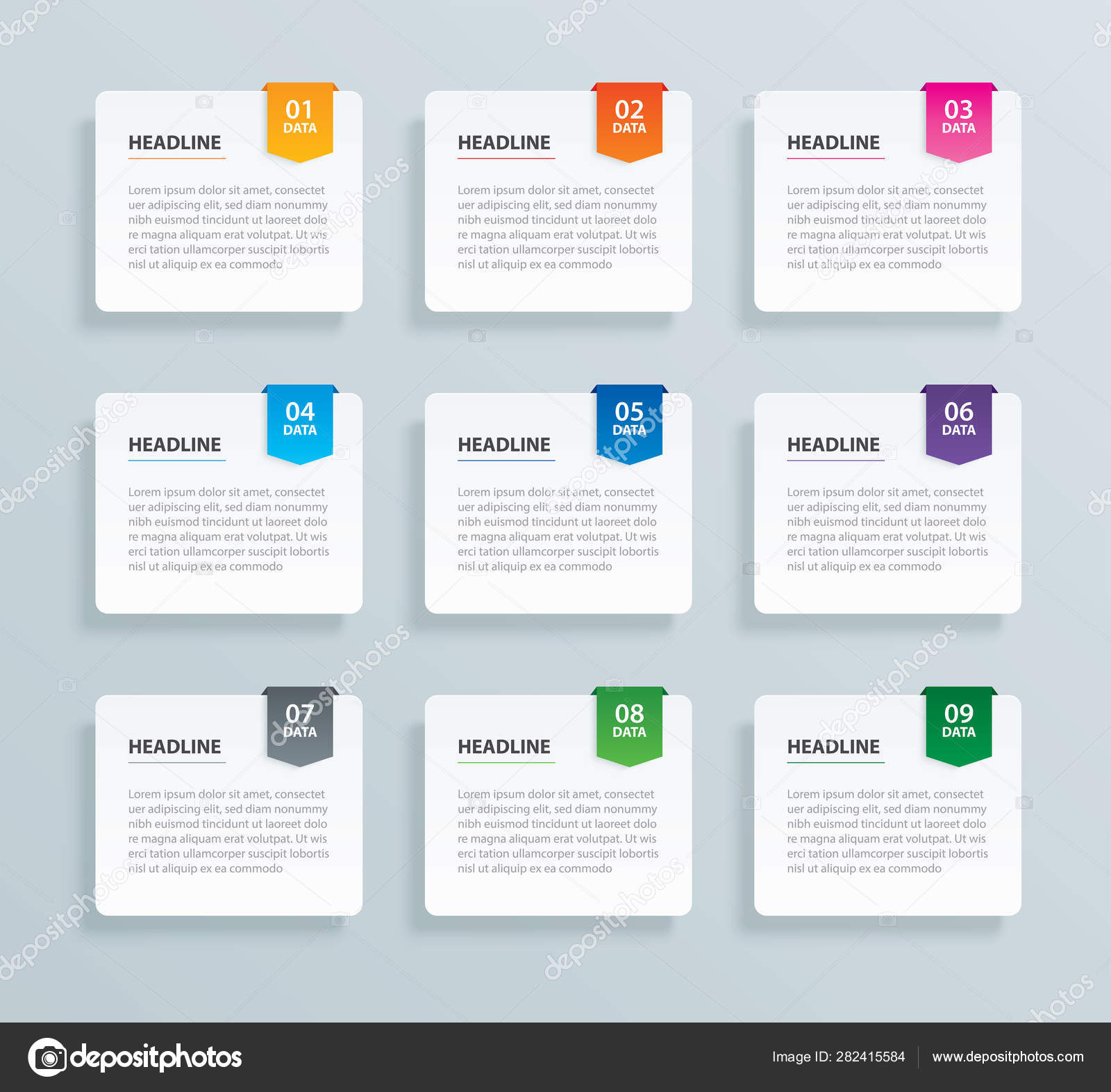 Infographics tab paper index with 9 data template. Stock Vector by ...