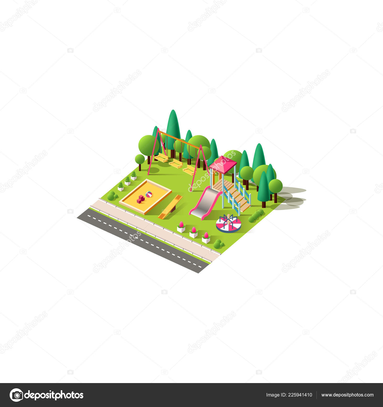 Isometric children playground Stock Vector Image by ©MarynaBolsunova ...
