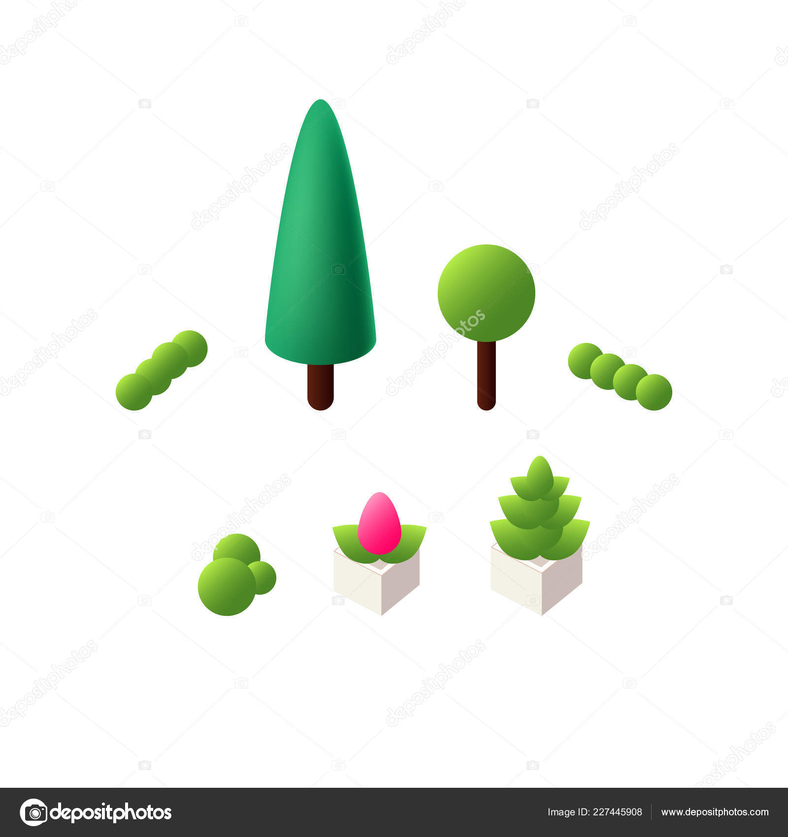 Set isometric bush, plant, flower Stock Vector Image by ...